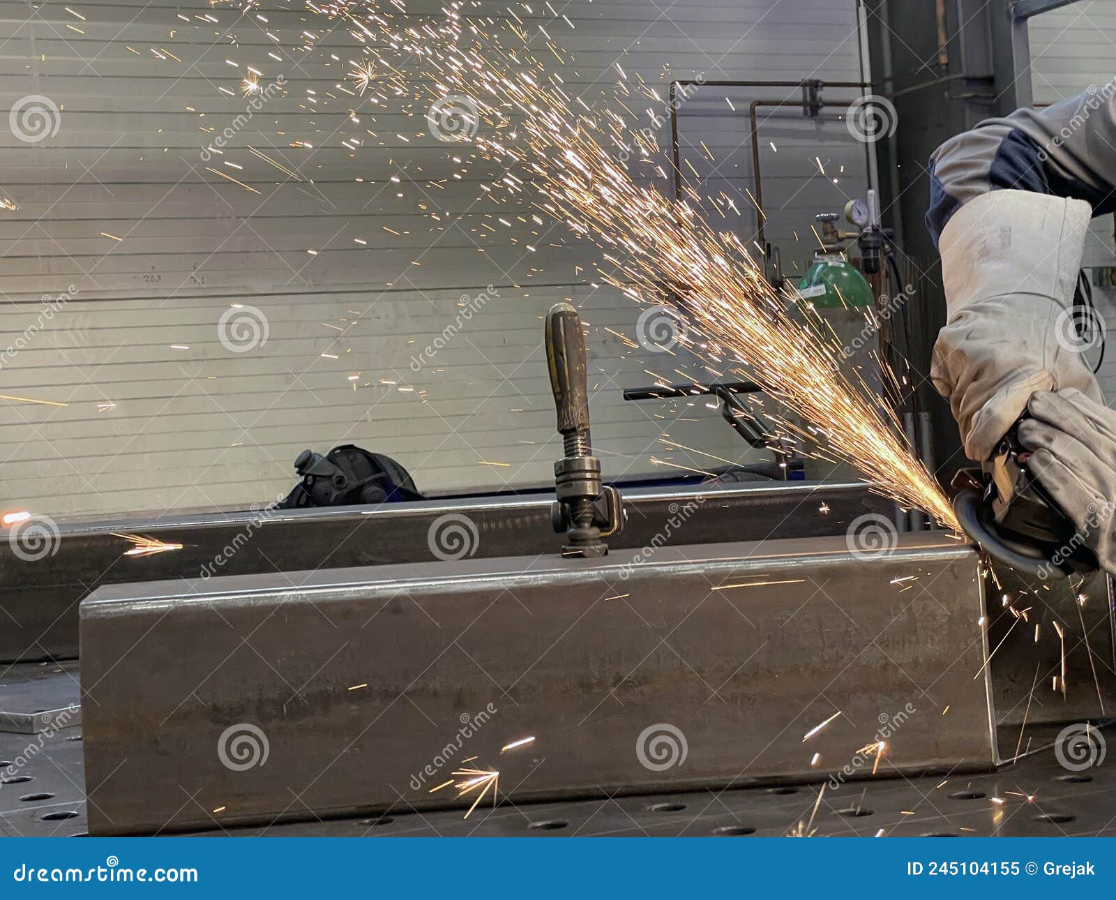 Man cutting metal. stock image. Image of light, manual - 245104155