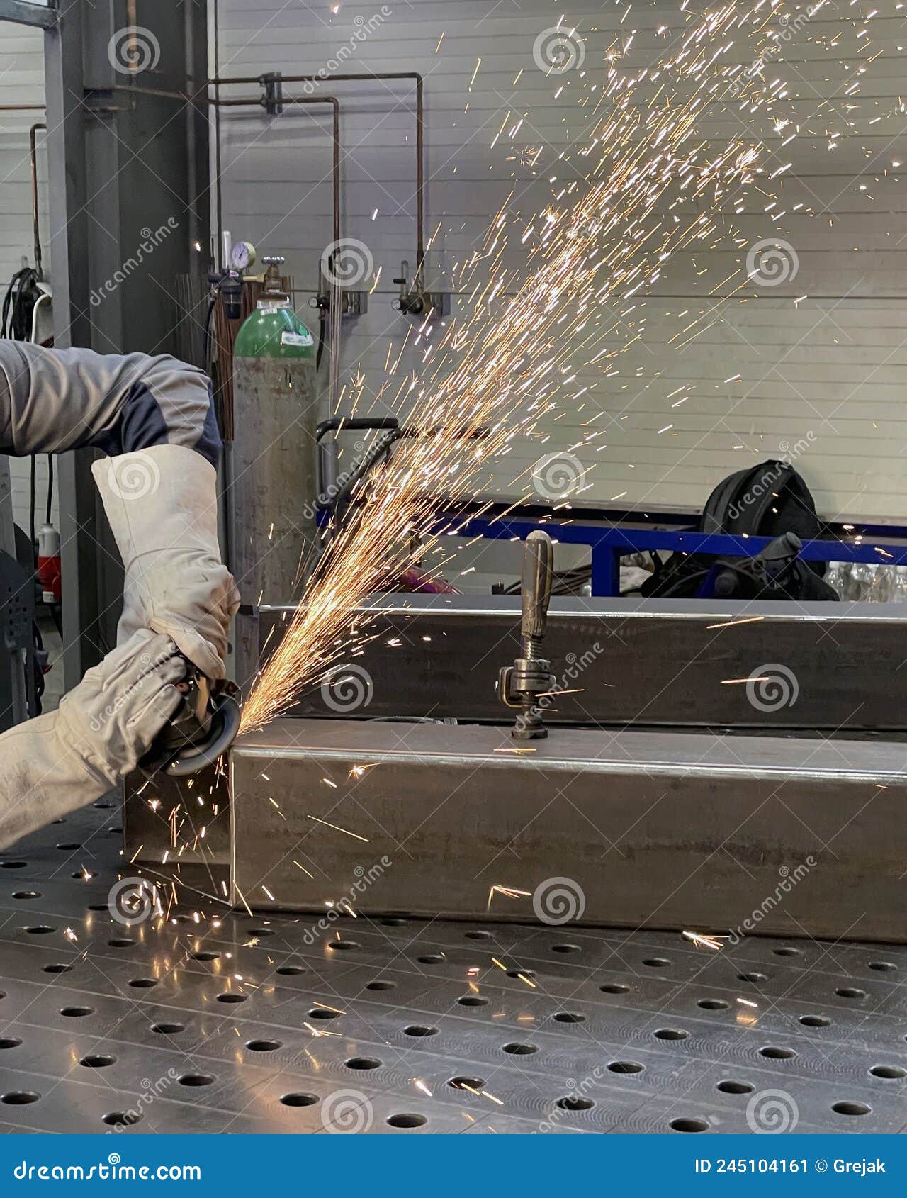 Man cutting metal. stock image. Image of angle, engineering - 245104161