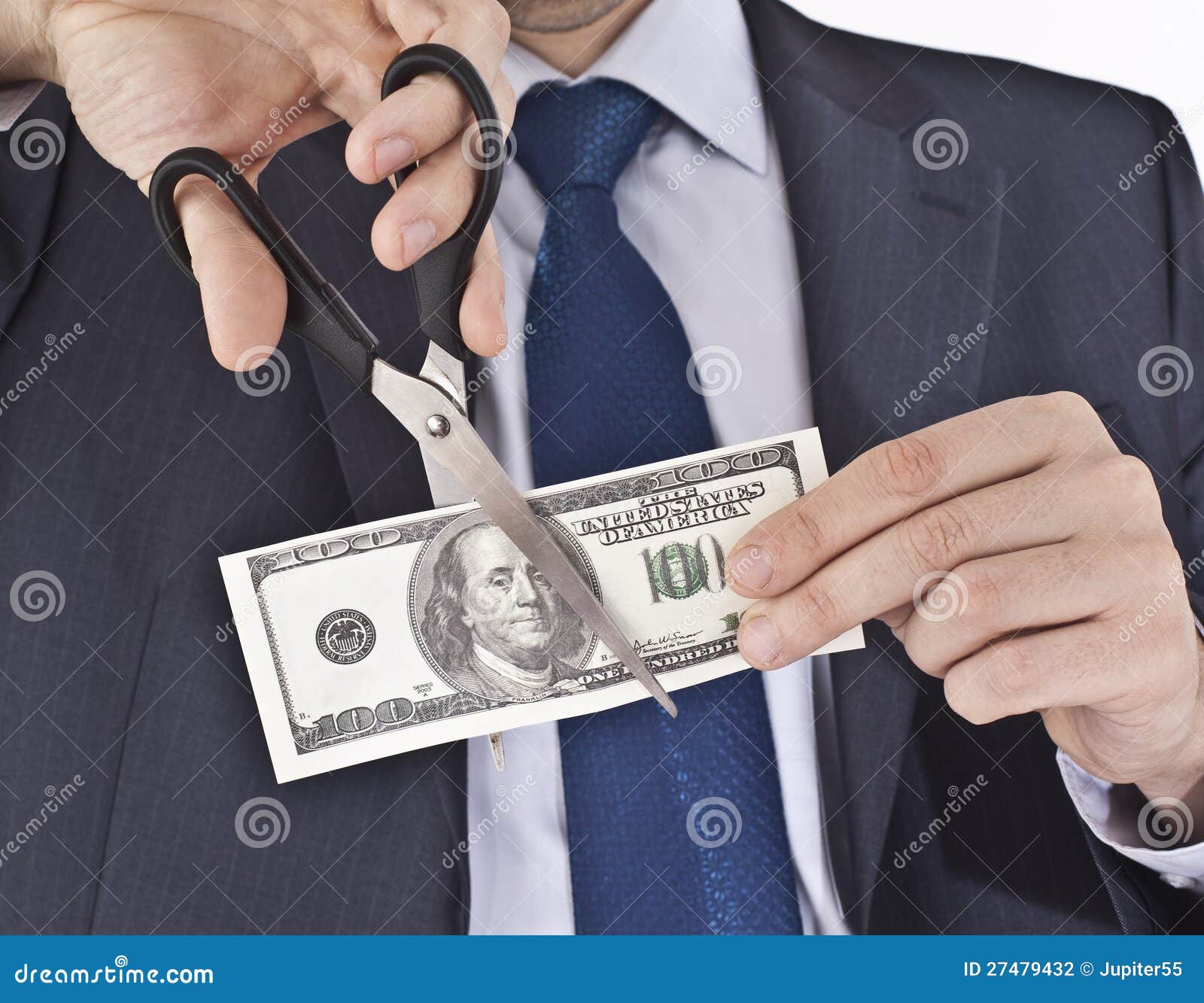 Man cutting money stock photo. Image of austerity, bankrupt - 27479432