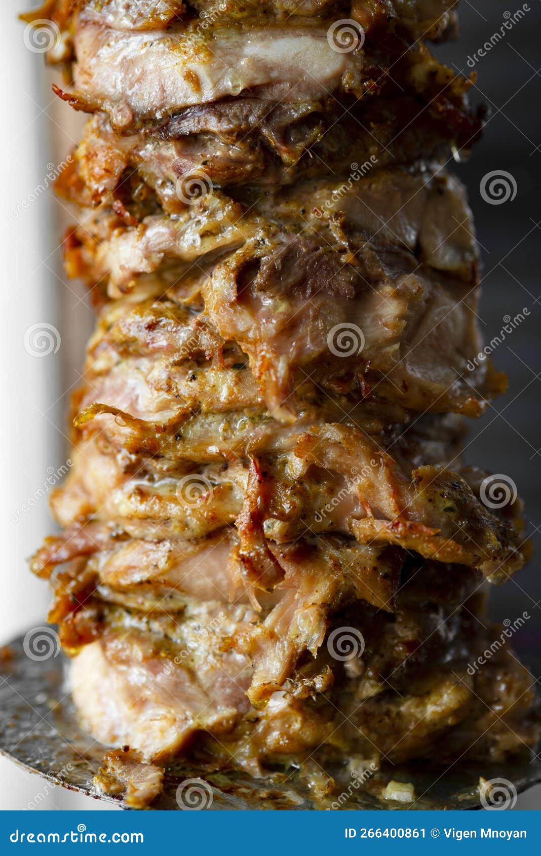 Man Cutting Prepared Meat . Stock Image - Image of person, place: 266400861