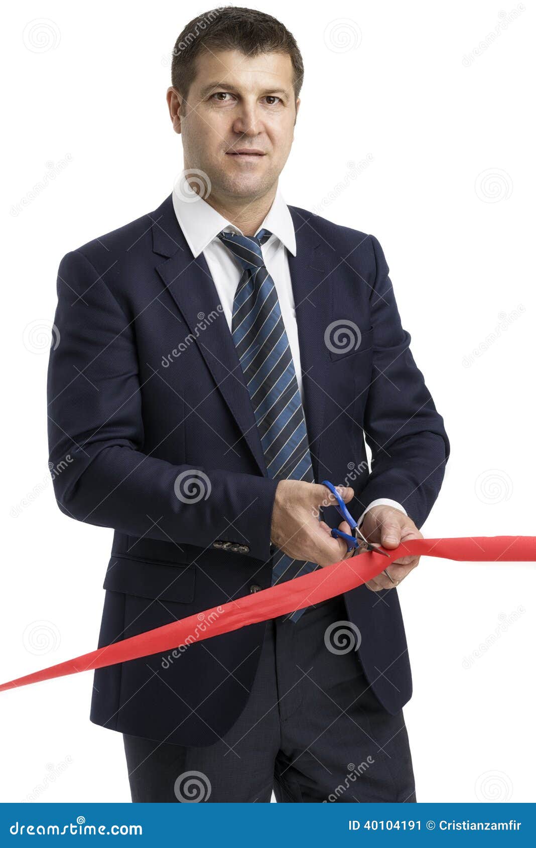 A Man Cutting a Red Ribbon, Opening Ceremony Stock Image - Image of ...
