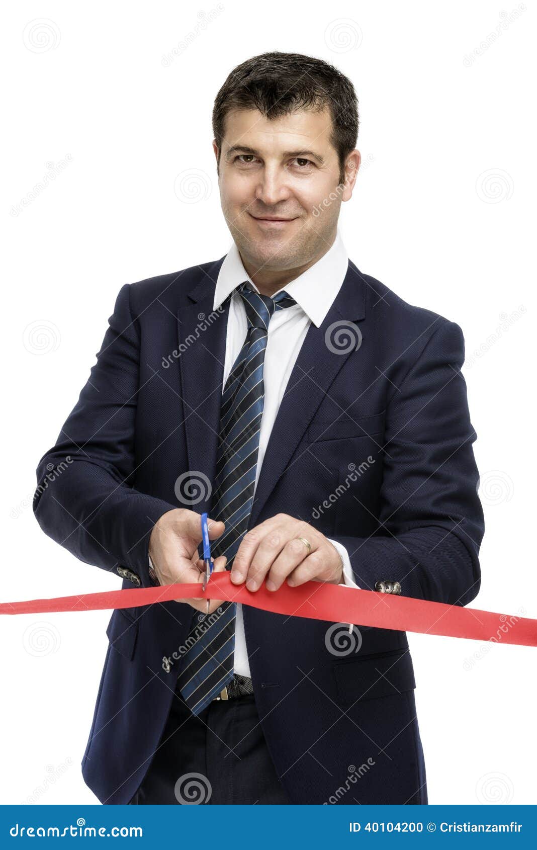 A Man Cutting a Red Ribbon, Opening Ceremony Stock Photo - Image of ...