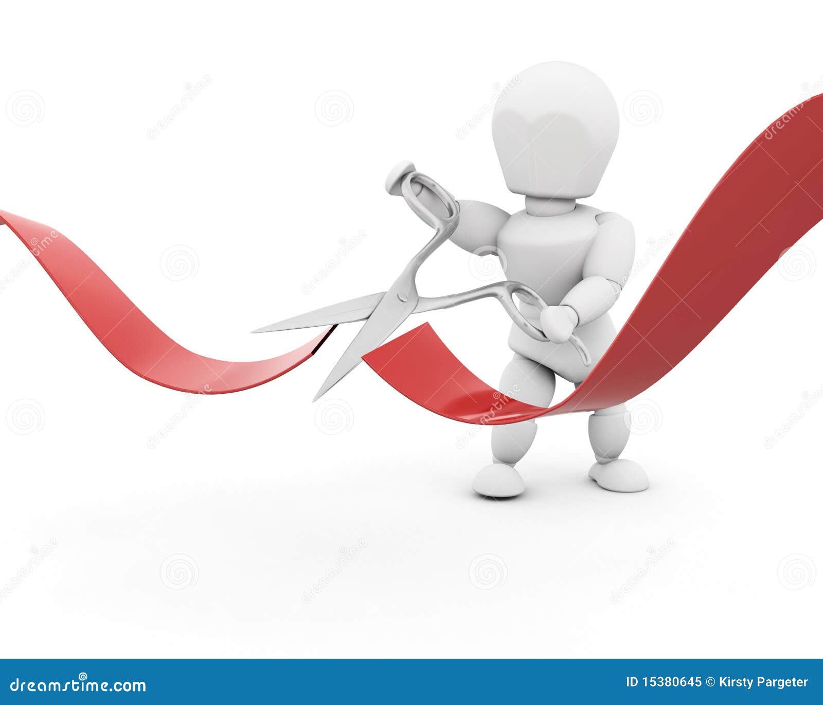 Man Cutting Red Ribbon with Scissors Stock Illustration - Illustration ...