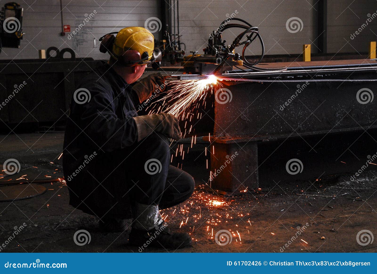 Man Cutting Steel at Shipyard Stock Photo - Image of work, steel: 61702426
