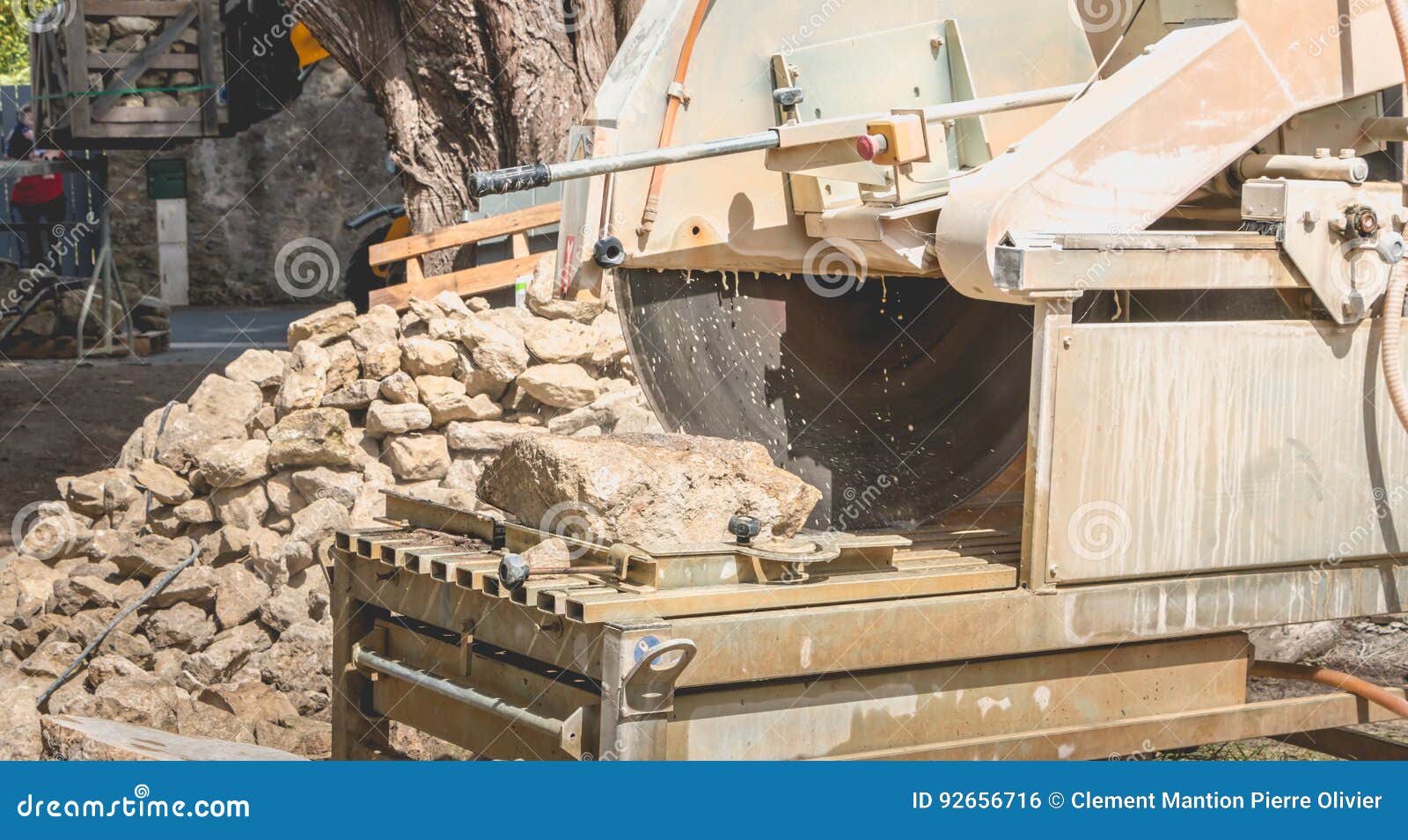 Man Cutting a Stone with a Water Saw Stock Photo - Image of detail ...