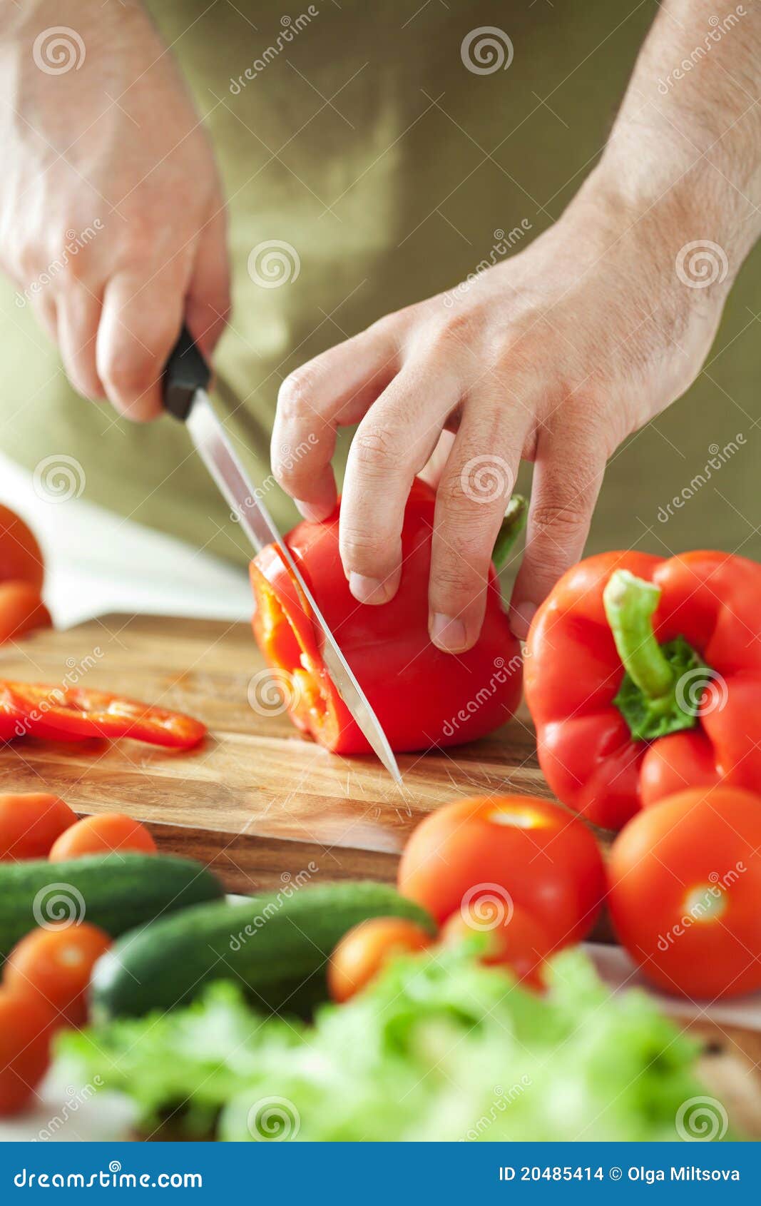 Man cutting vegetables stock photo. Image of closeup - 20485414