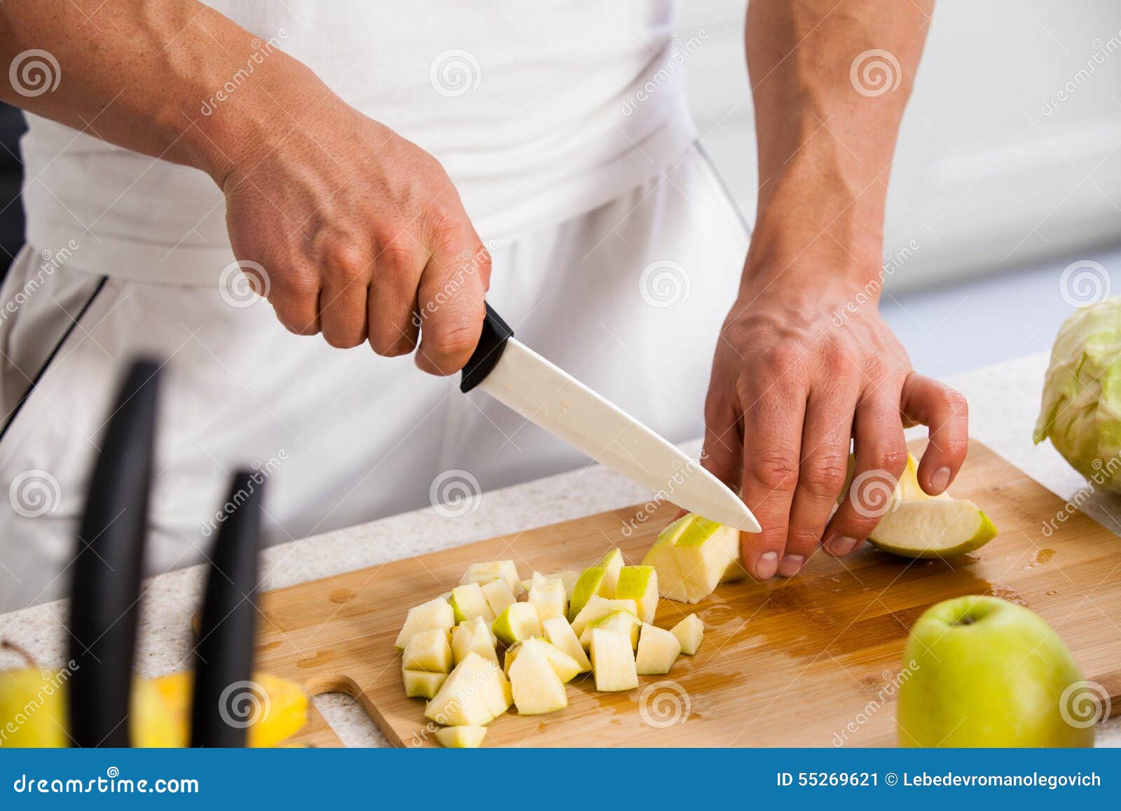 Man cutting vegetables stock image. Image of kitchen - 55269621