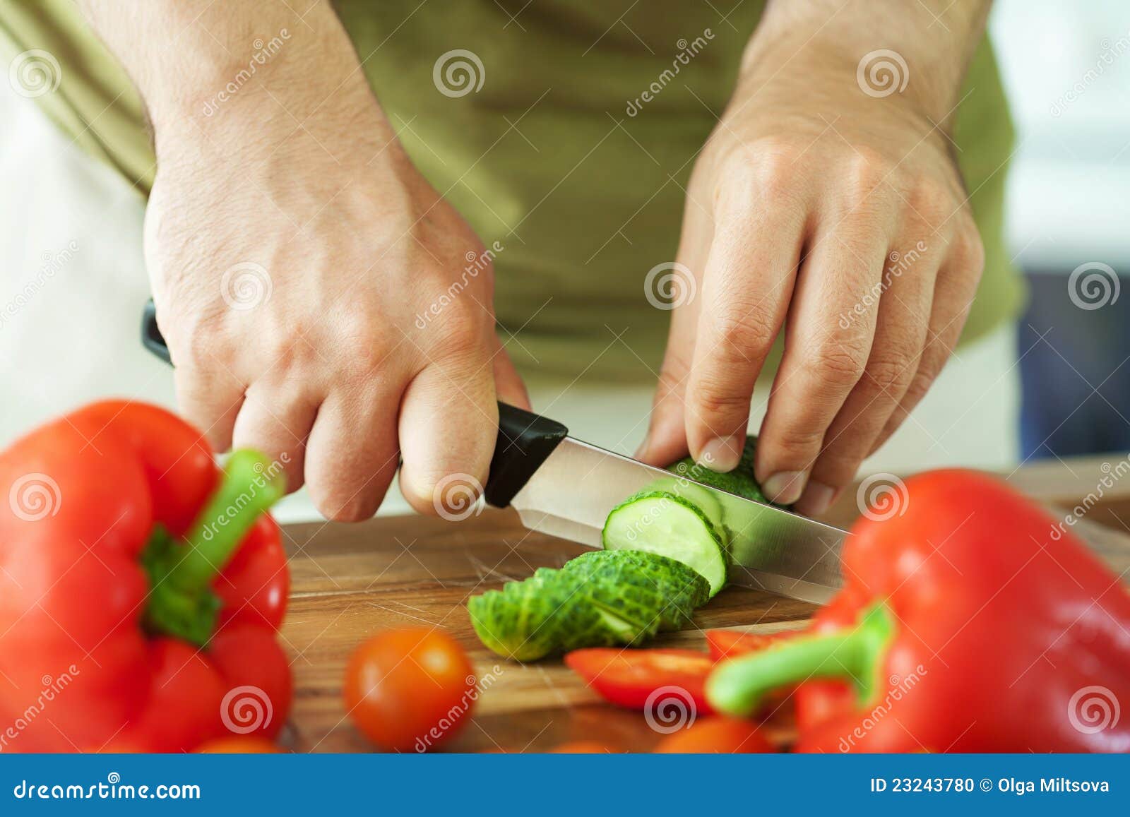 Man Cutting Vegetables for Salad Stock Photo - Image of lifestyle, cook ...