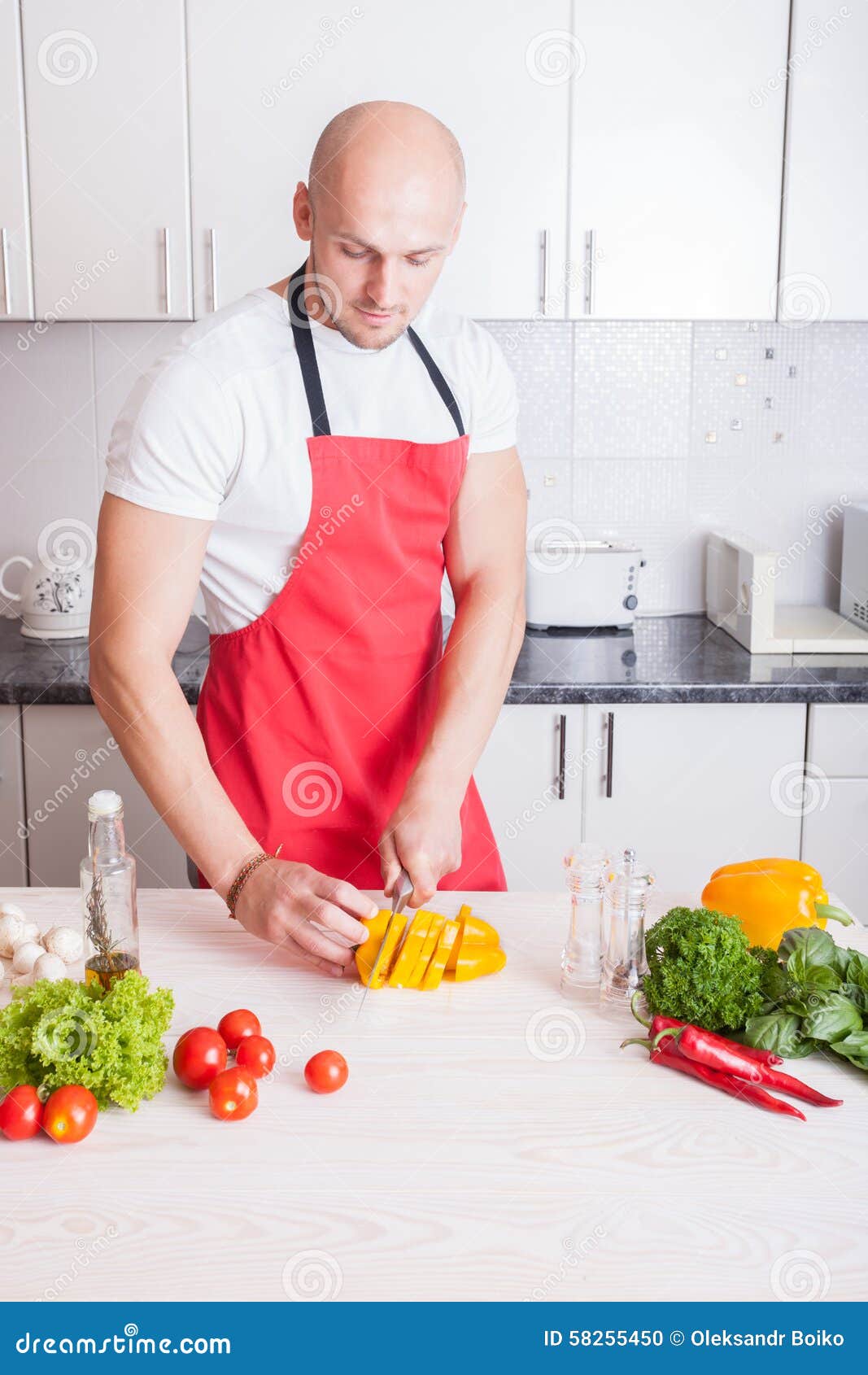 Man cutting vegetables stock photo. Image of people, loosing - 58255450
