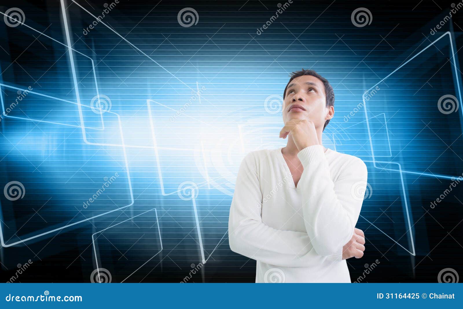 Man in Cyberspace stock image. Image of modern, thinking - 31164425