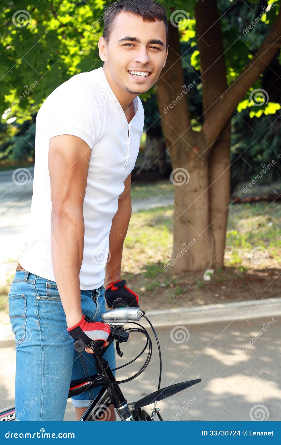 Man with Cycle stock photo. Image of season, bike, clothing - 33730724