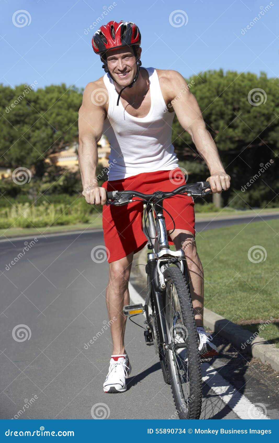 Man on Cycle Ride stock photo. Image of exercise, exercising - 55890734