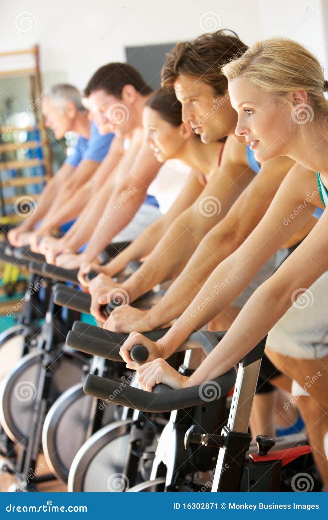Man Cycling in Spinning Class Stock Image - Image of keeping, spinning ...