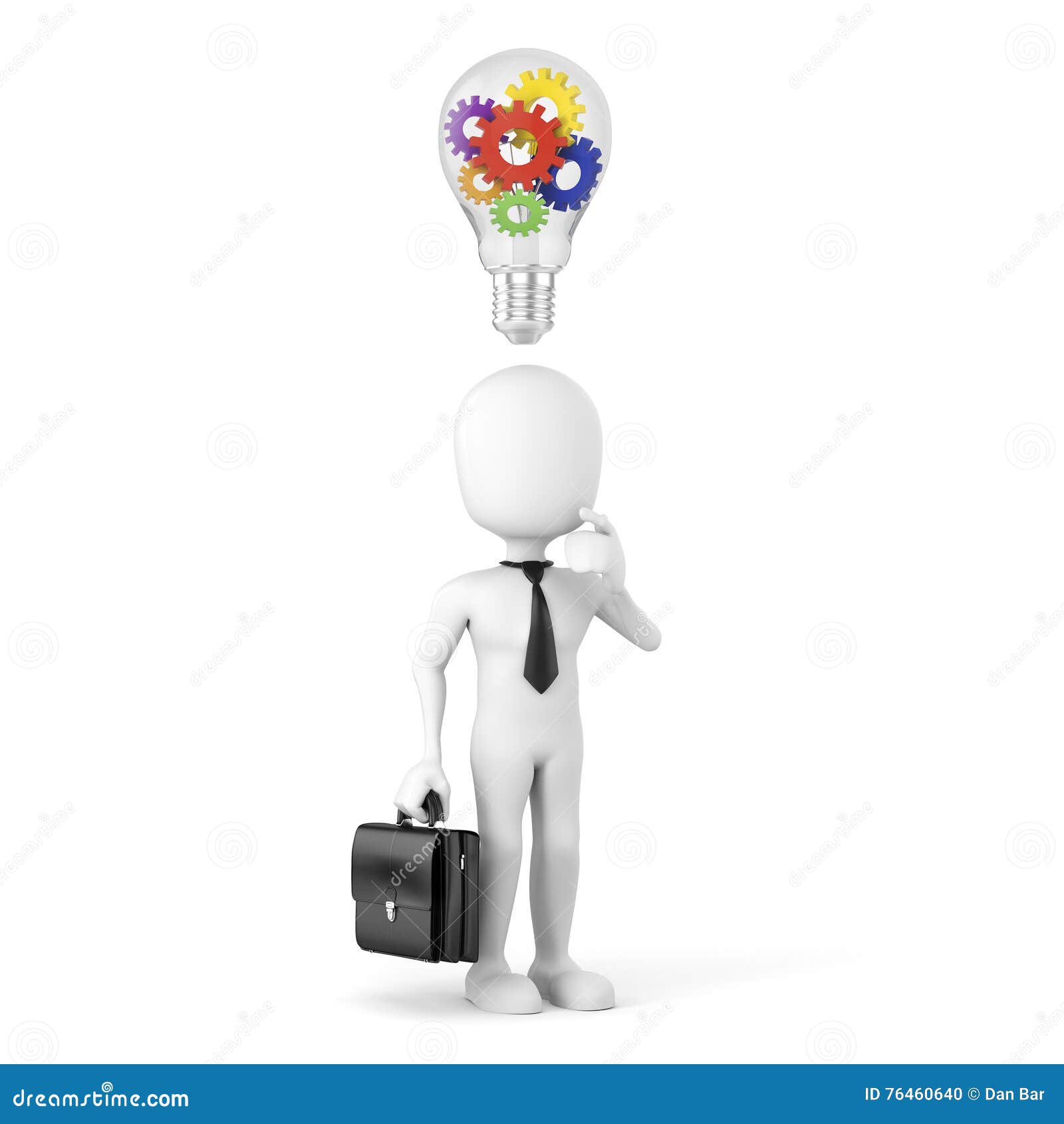 Man 3d med en smart idé stock illustrationer. Illustration av elkraft ...
