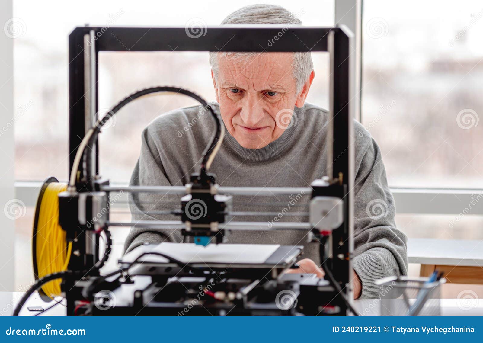 Man with 3D printer stock image. Image of device, education - 240219221