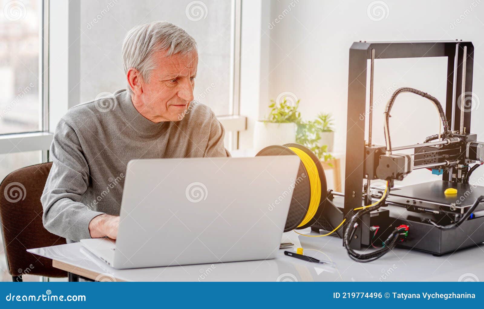 Man with 3D printer stock photo. Image of printing, engineer - 219774496