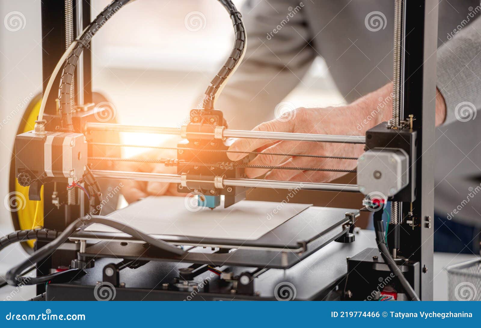 Man with 3D printer stock photo. Image of engineer, technology - 219774466
