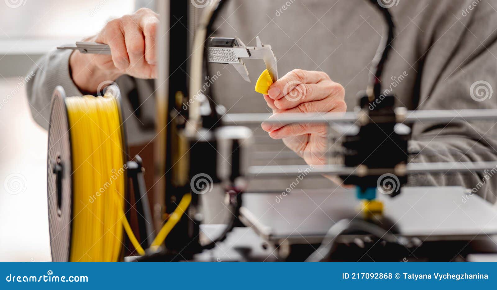 Man with 3D printer stock photo. Image of precision - 217092868