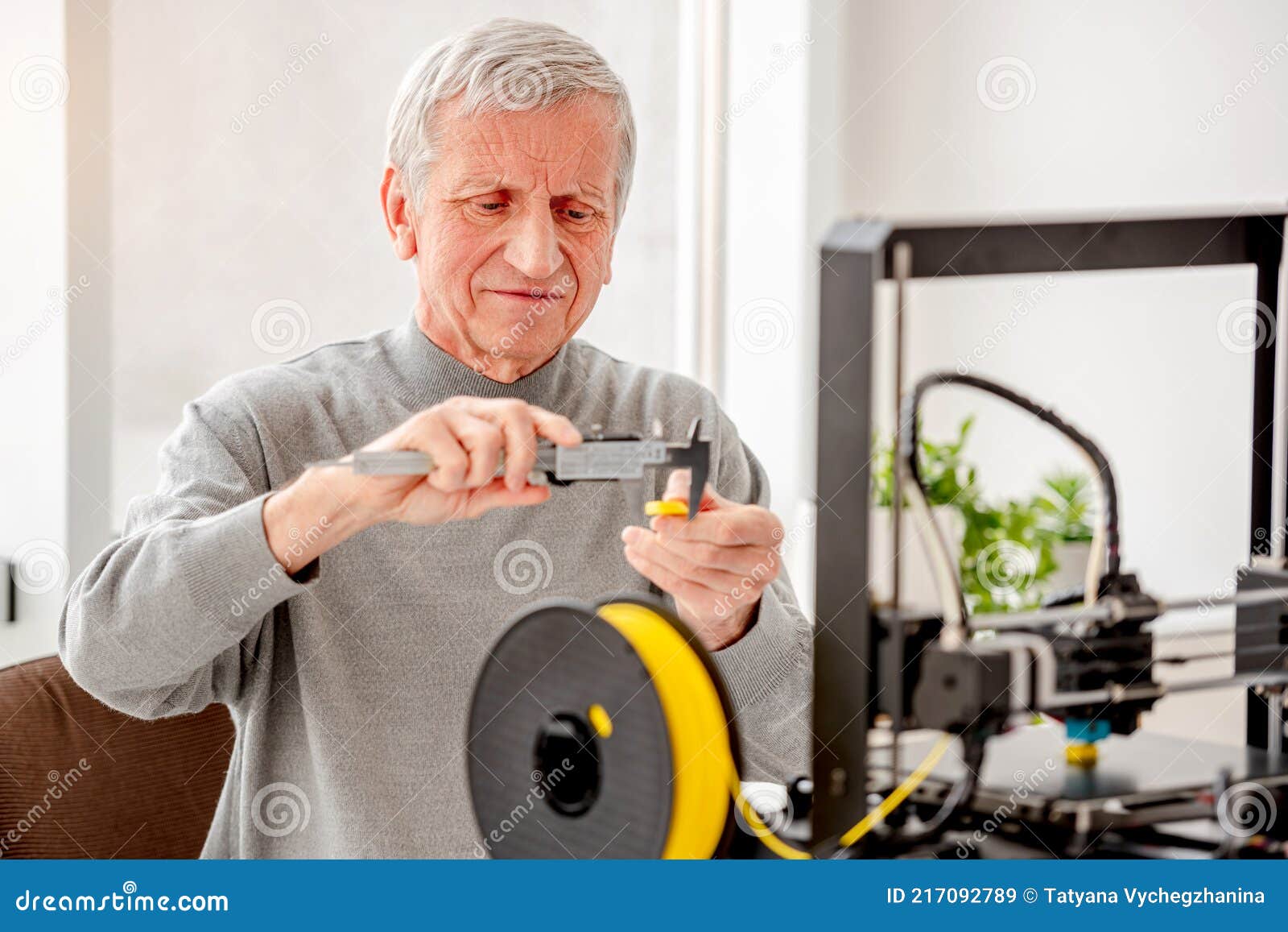 Man with 3D printer stock image. Image of printing, detail - 217092789