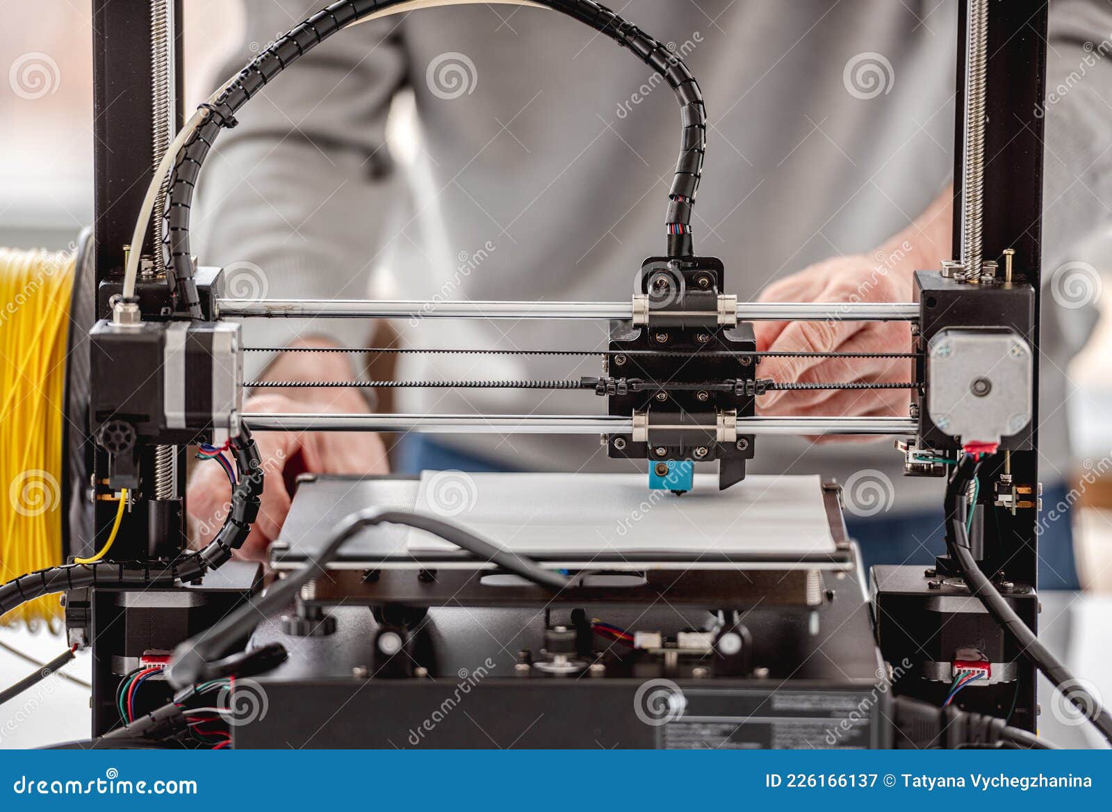 Man with 3D printer stock image. Image of working, electronic - 226166137