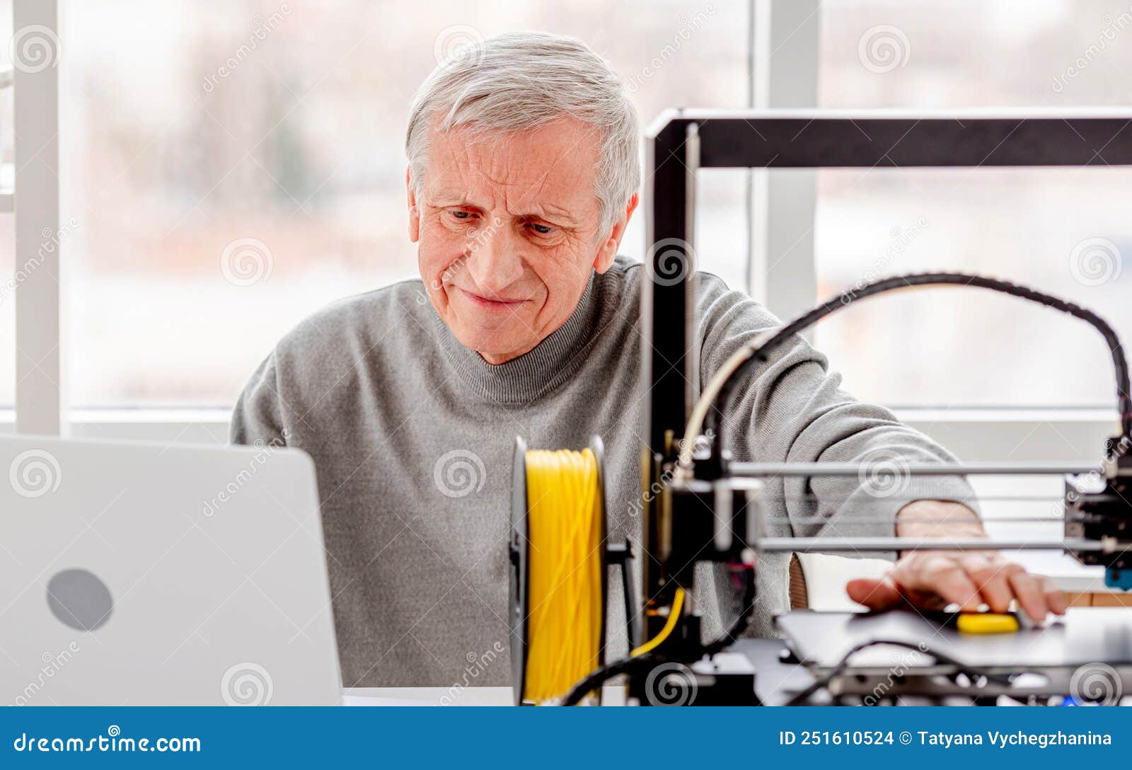 Man with 3D printer stock photo. Image of learning, project - 251610524