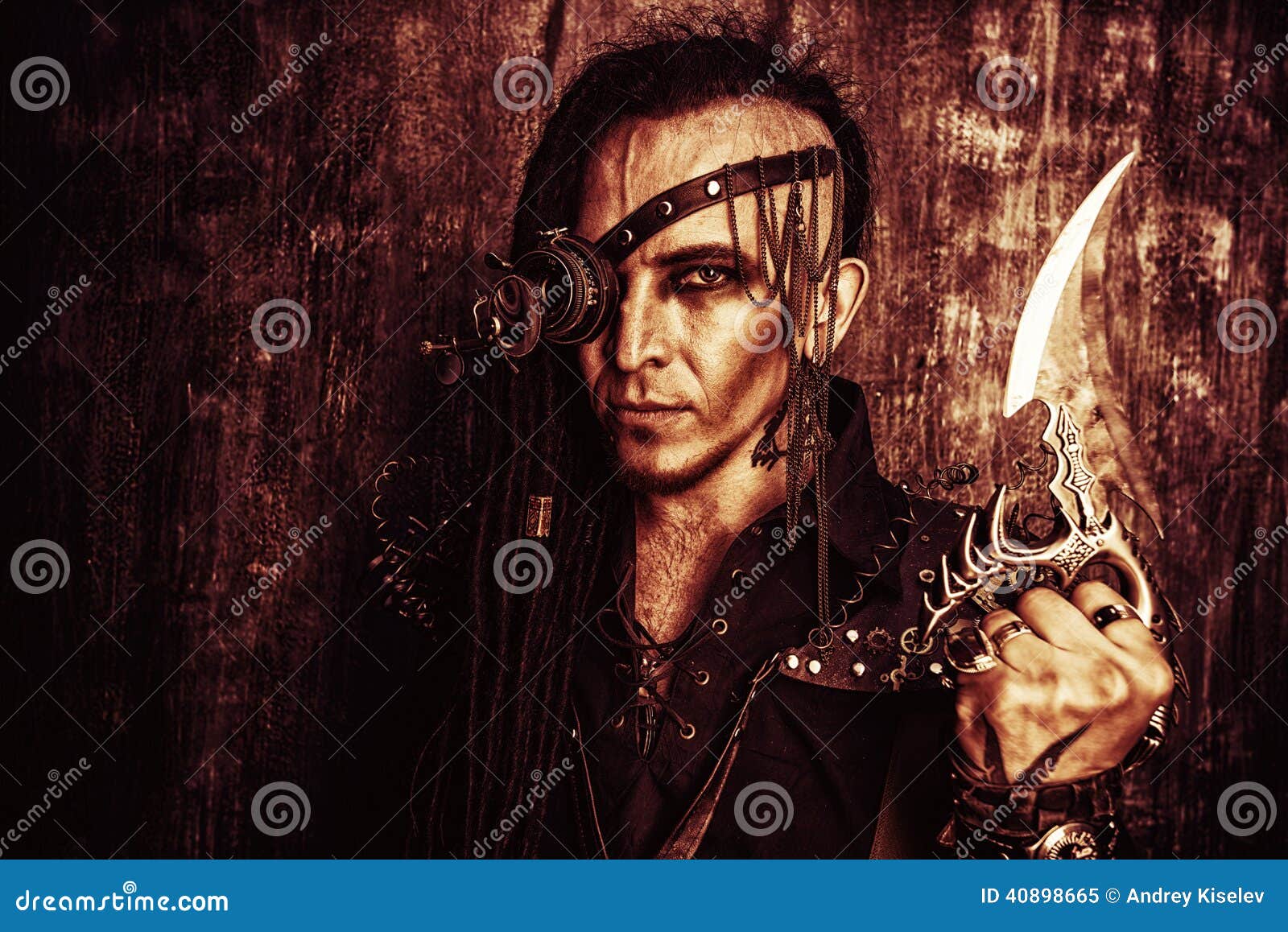 Man with dagger stock image. Image of clothes, cyberpunk - 40898665