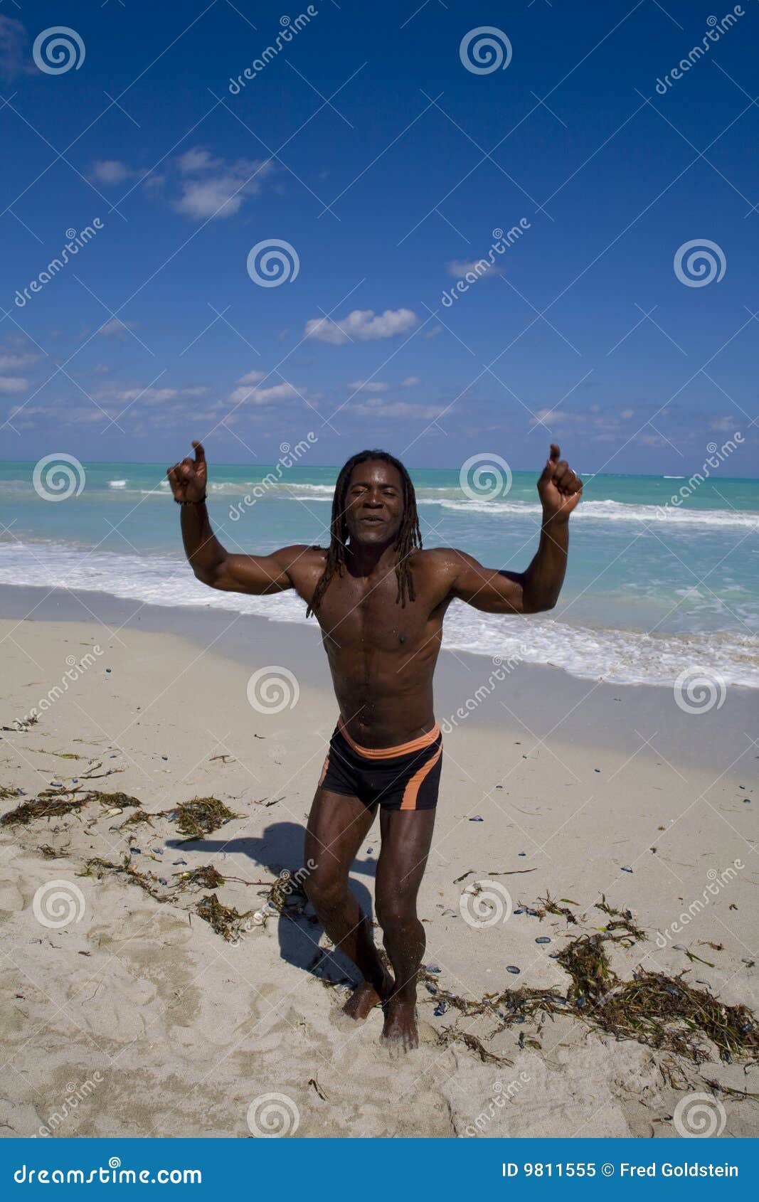 Man Dancing On The Beach In Cuba Stock Image - Image of smile, shadow ...