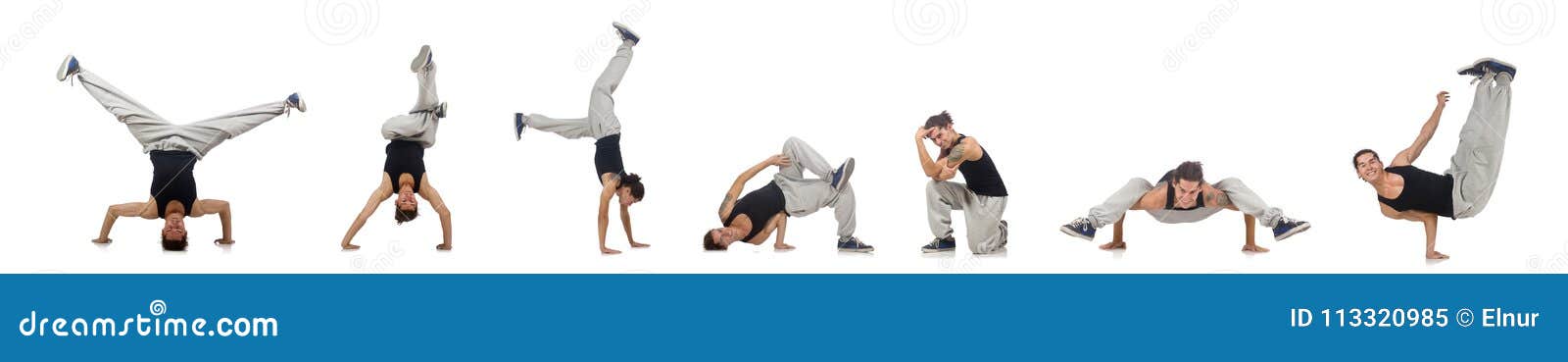 The Man Dancing Isolated on the White Stock Image - Image of acrobatic ...