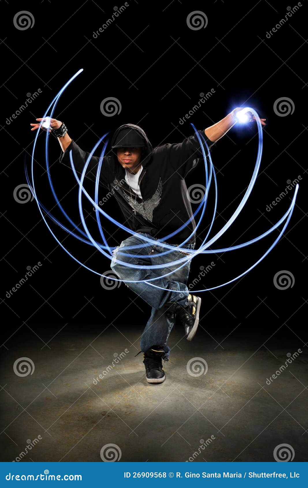 Man Dancing with Light Painting Stock Photo - Image of male, pose: 26909568