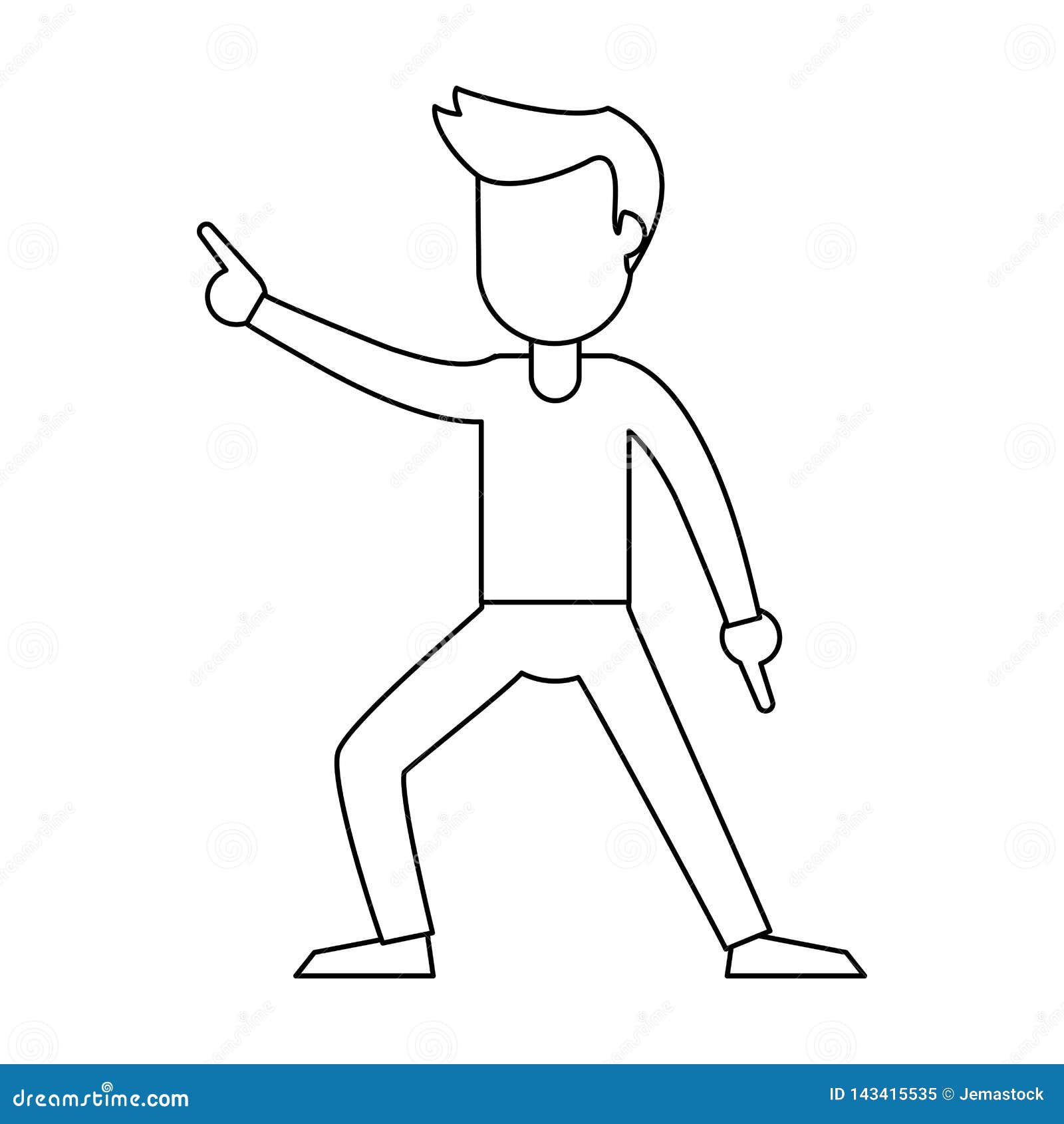 Man Dancing and Smiling Cartoon Black and White Stock Vector ...
