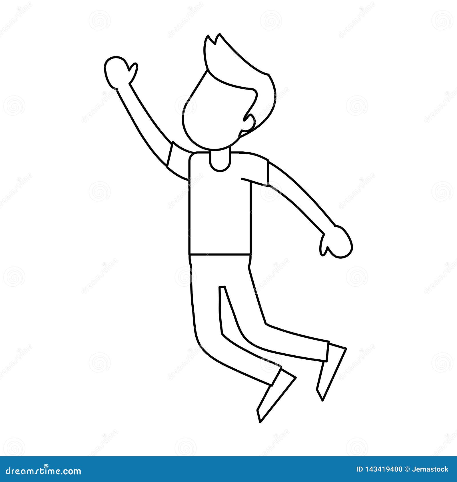 Man Dancing and Smiling Cartoon Black and White Stock Vector ...