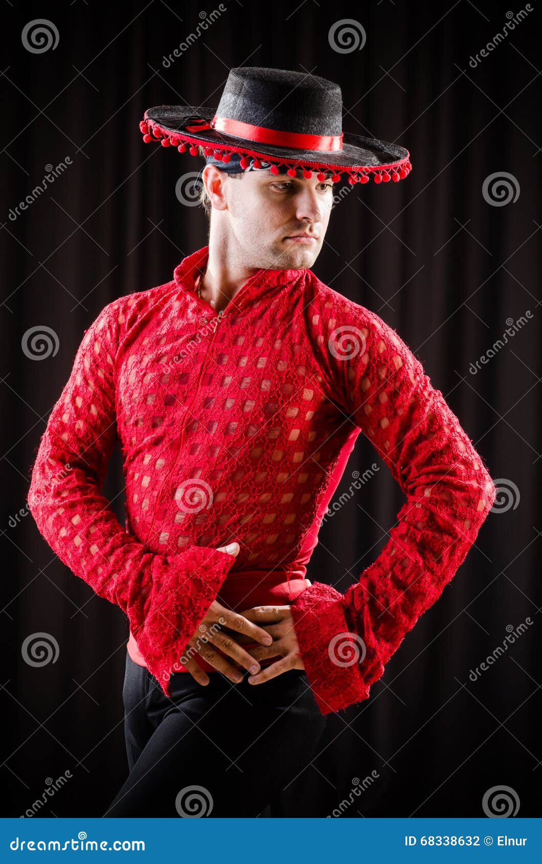 The Man Dancing Spanish Dance in Red Clothing Stock Photo - Image of ...
