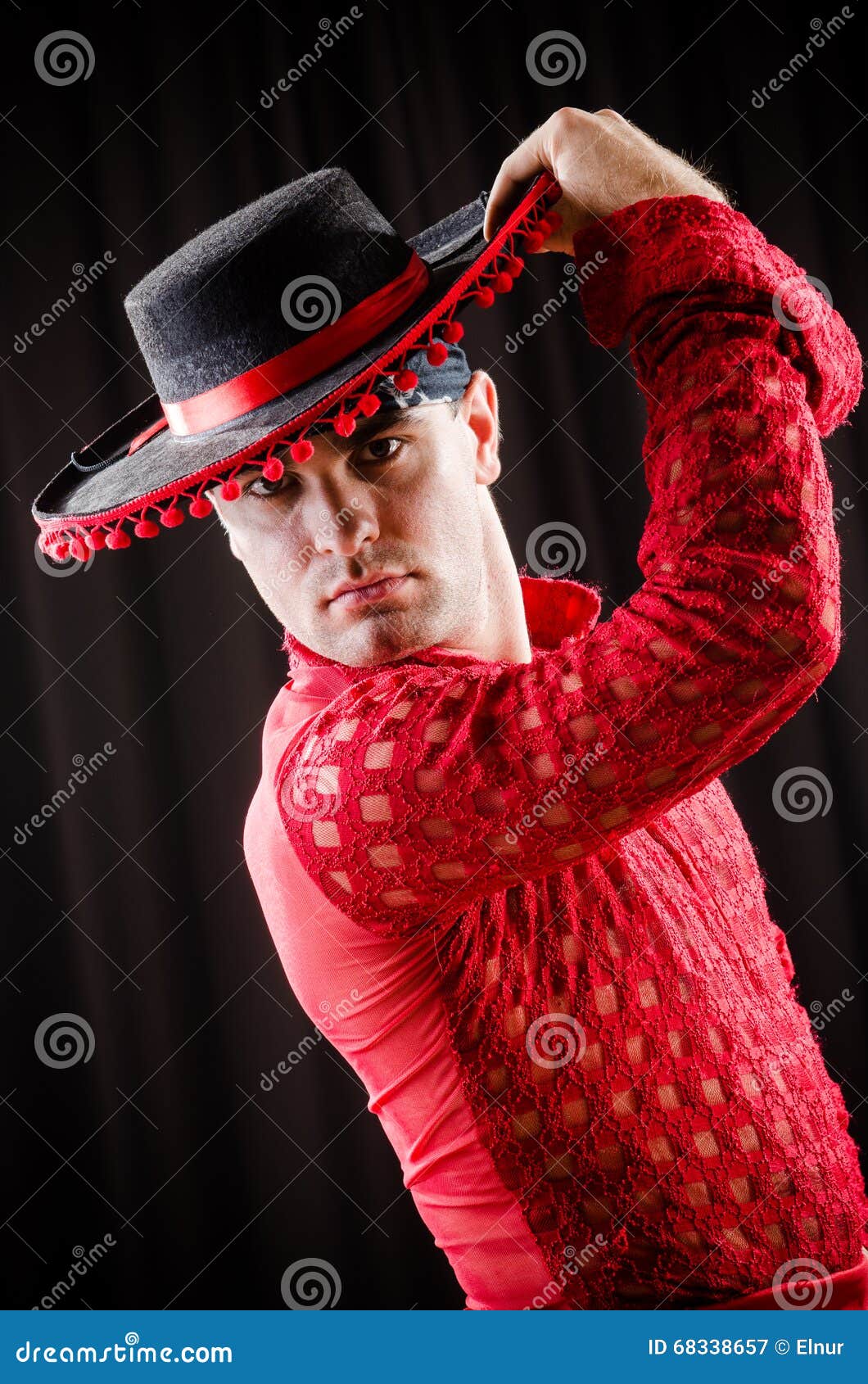The Man Dancing Spanish Dance in Red Clothing Stock Image - Image of ...