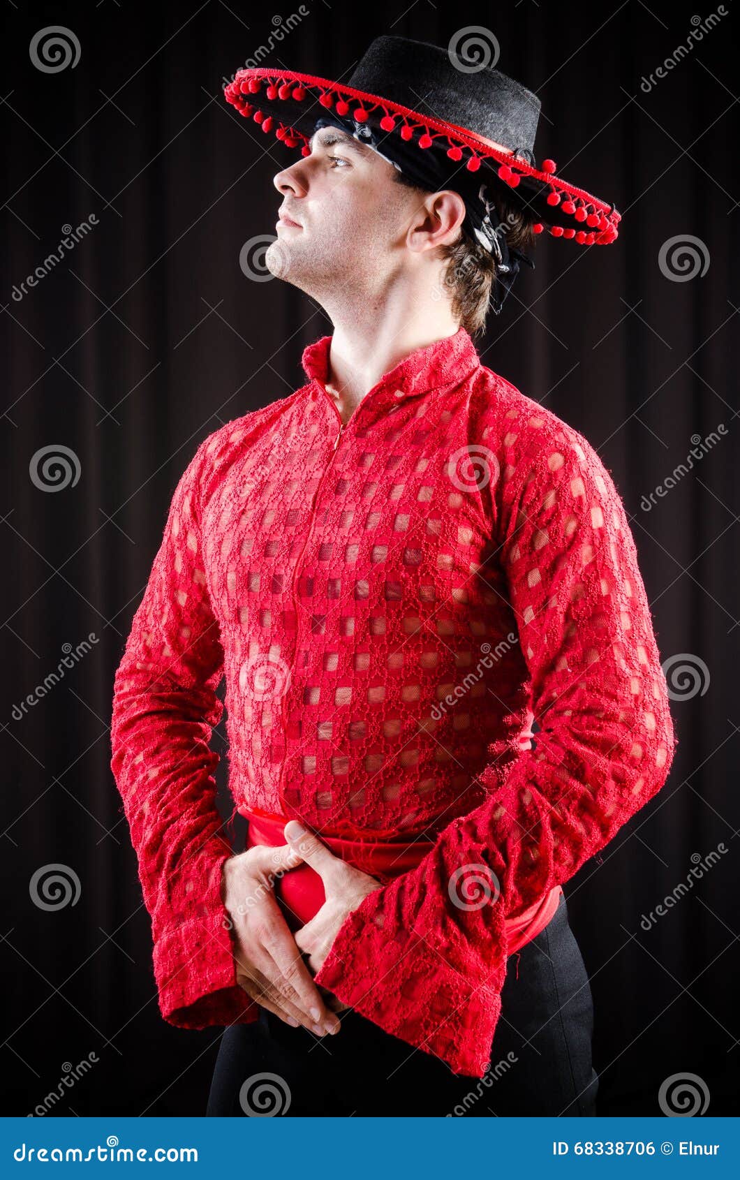 The Man Dancing Spanish Dance in Red Clothing Stock Photo - Image of ...