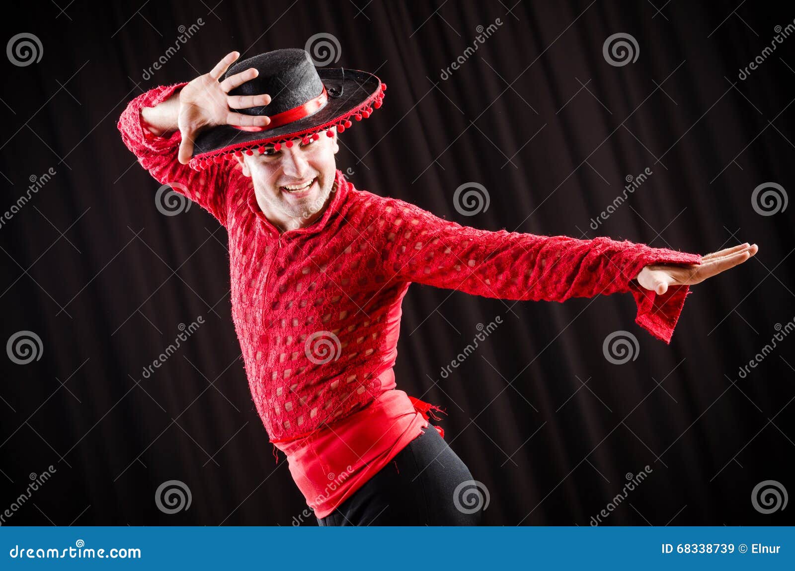 The Man Dancing Spanish Dance in Red Clothing Stock Image - Image of ...