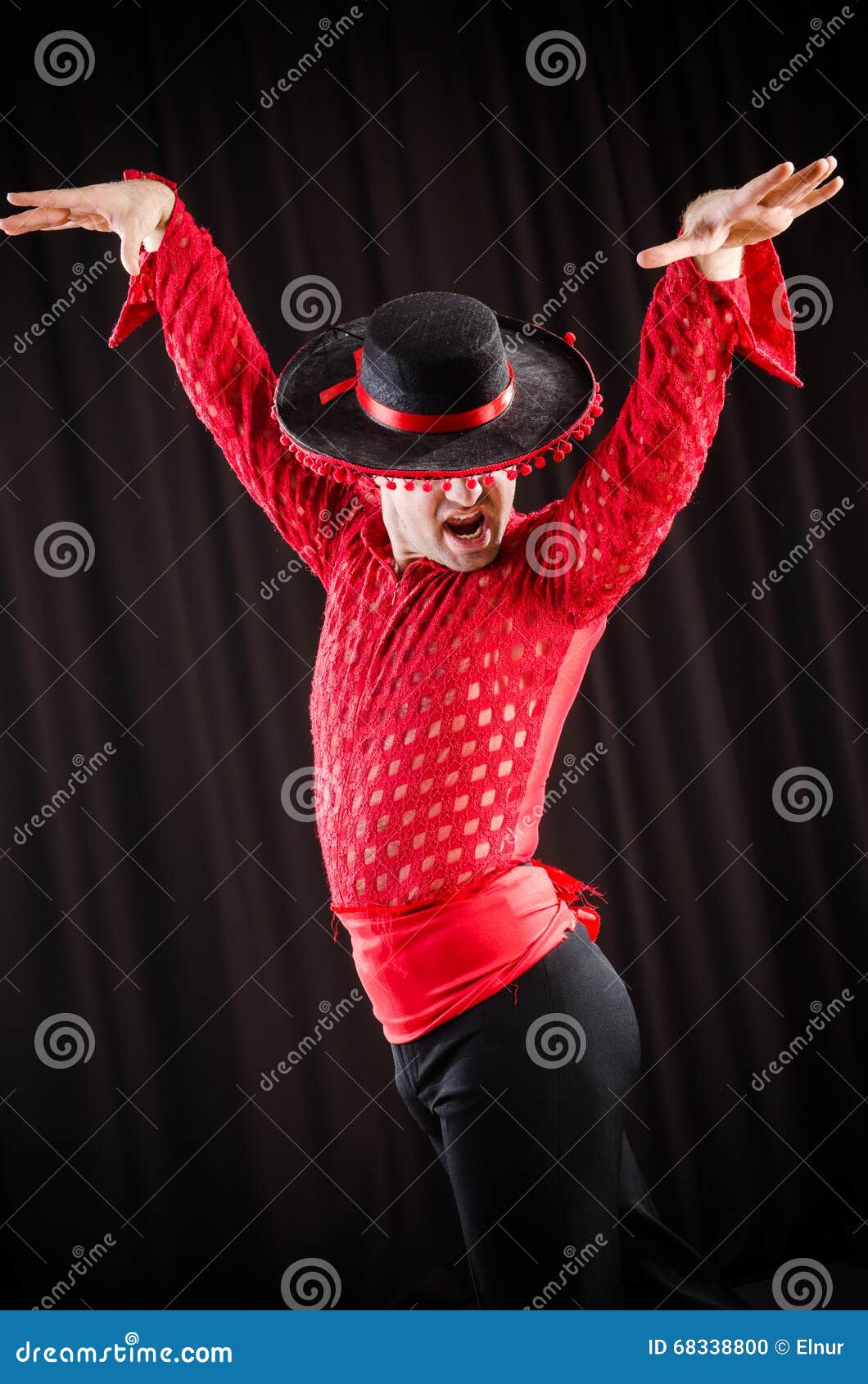 The Man Dancing Spanish Dance in Red Clothing Stock Photo - Image of ...
