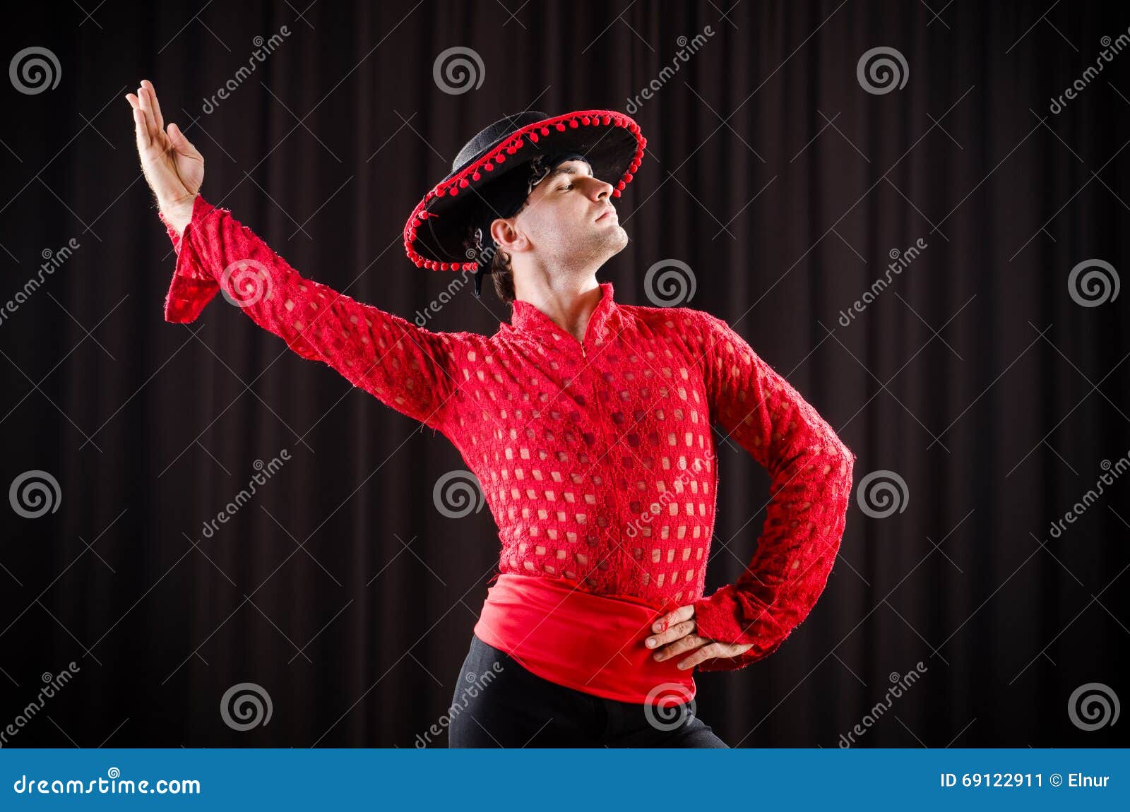 The Man Dancing Spanish Dance in Red Clothing Stock Image - Image of ...