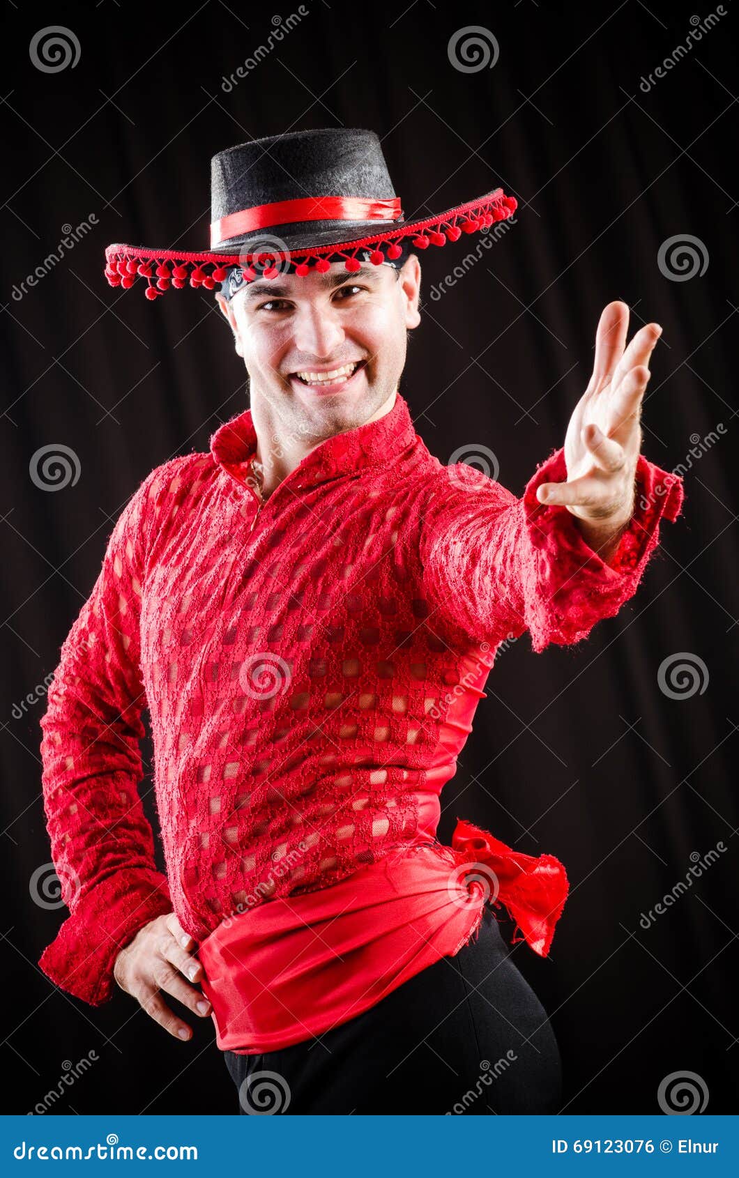 The Man Dancing Spanish Dance in Red Clothing Stock Photo - Image of ...