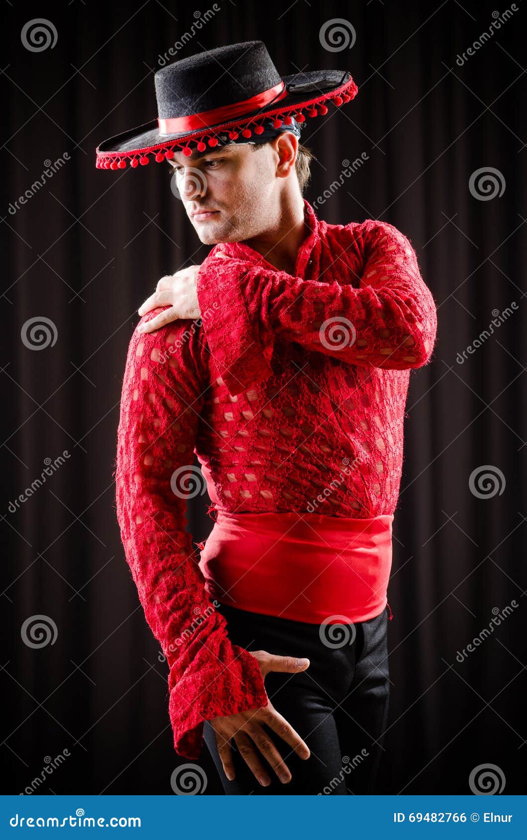 The Man Dancing Spanish Dance in Red Clothing Stock Photo - Image of ...
