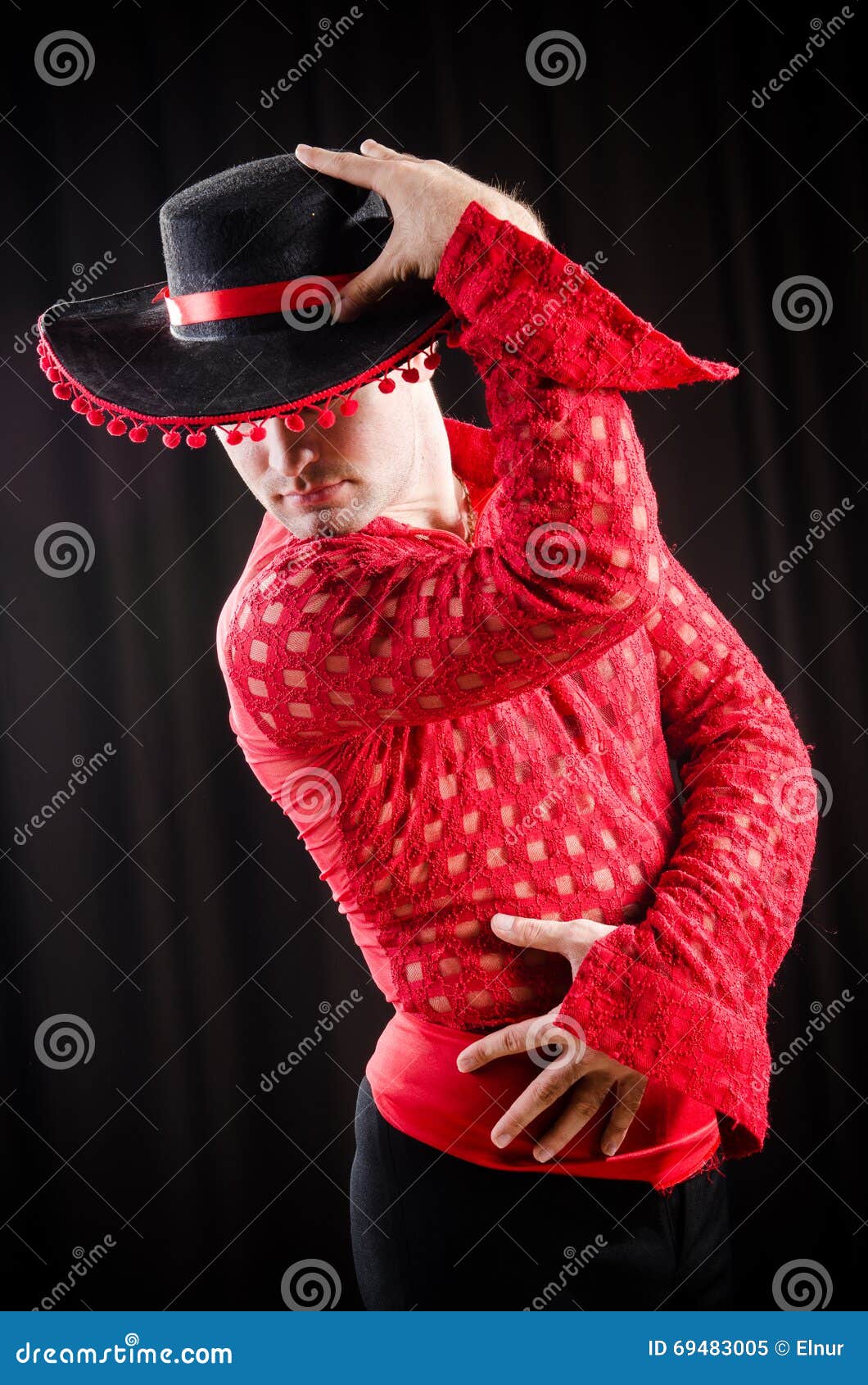 The Man Dancing Spanish Dance in Red Clothing Stock Image - Image of ...