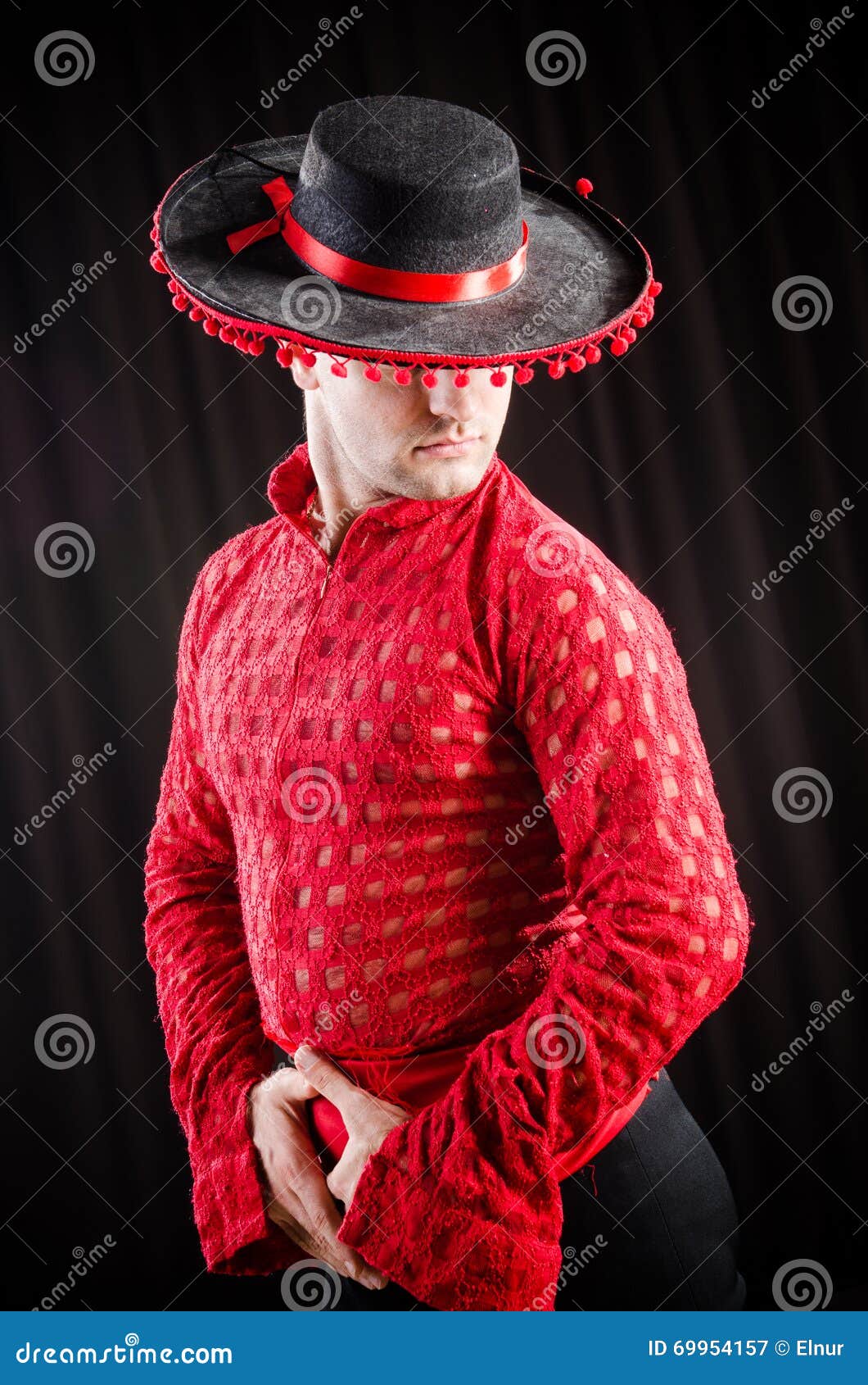 The Man Dancing Spanish Dance in Red Clothing Stock Image - Image of ...