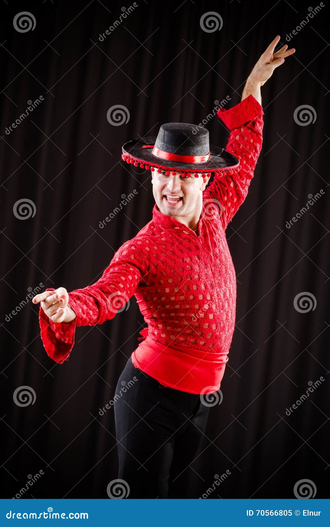 The Man Dancing Spanish Dance in Red Clothing Stock Image - Image of ...