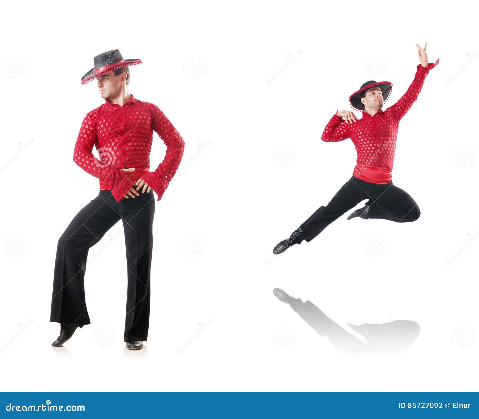 The Man Dancing Spanish Dances on White Stock Photo - Image of ethnic ...