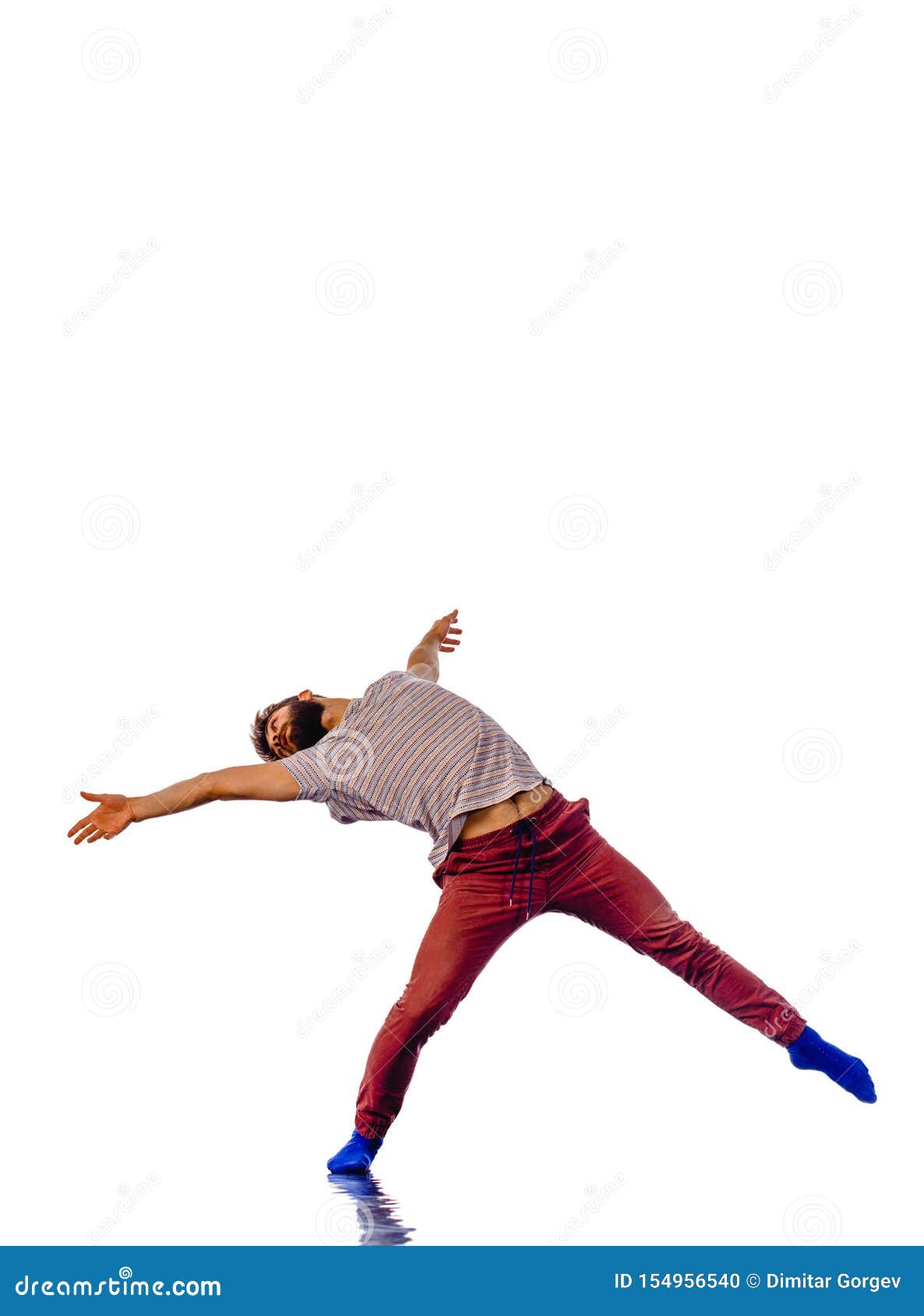 Man is Dancing in the Studio on a White Background Stock Photo - Image ...