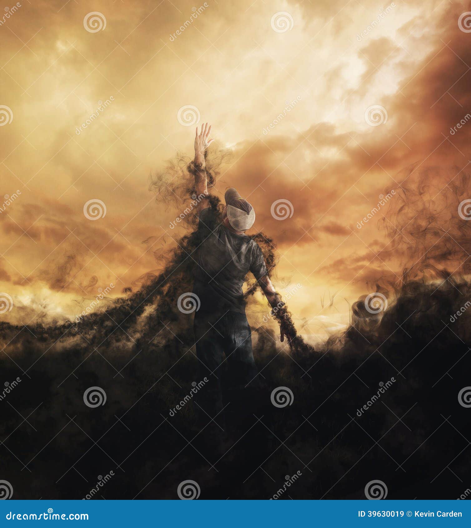 Man in darkness stock image. Image of dying, smoke, hand - 39630019