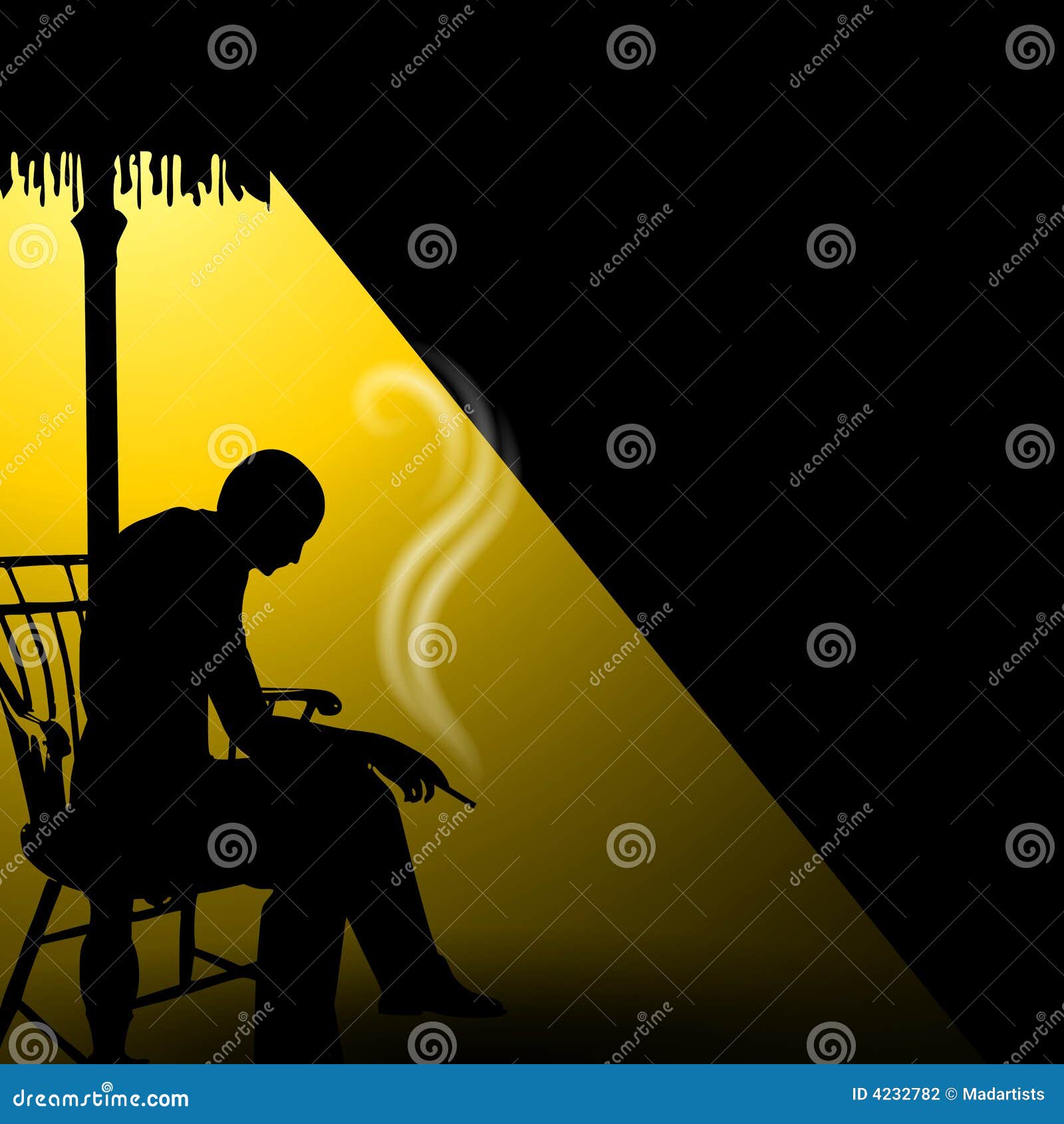 Man in Darkness Smoking Alone Stock Vector - Illustration of outlines ...