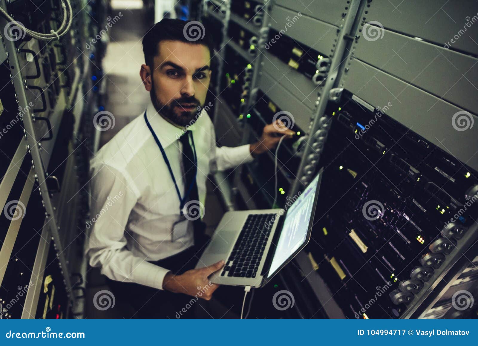 Man in data centre stock image. Image of business, maintenance - 104994717