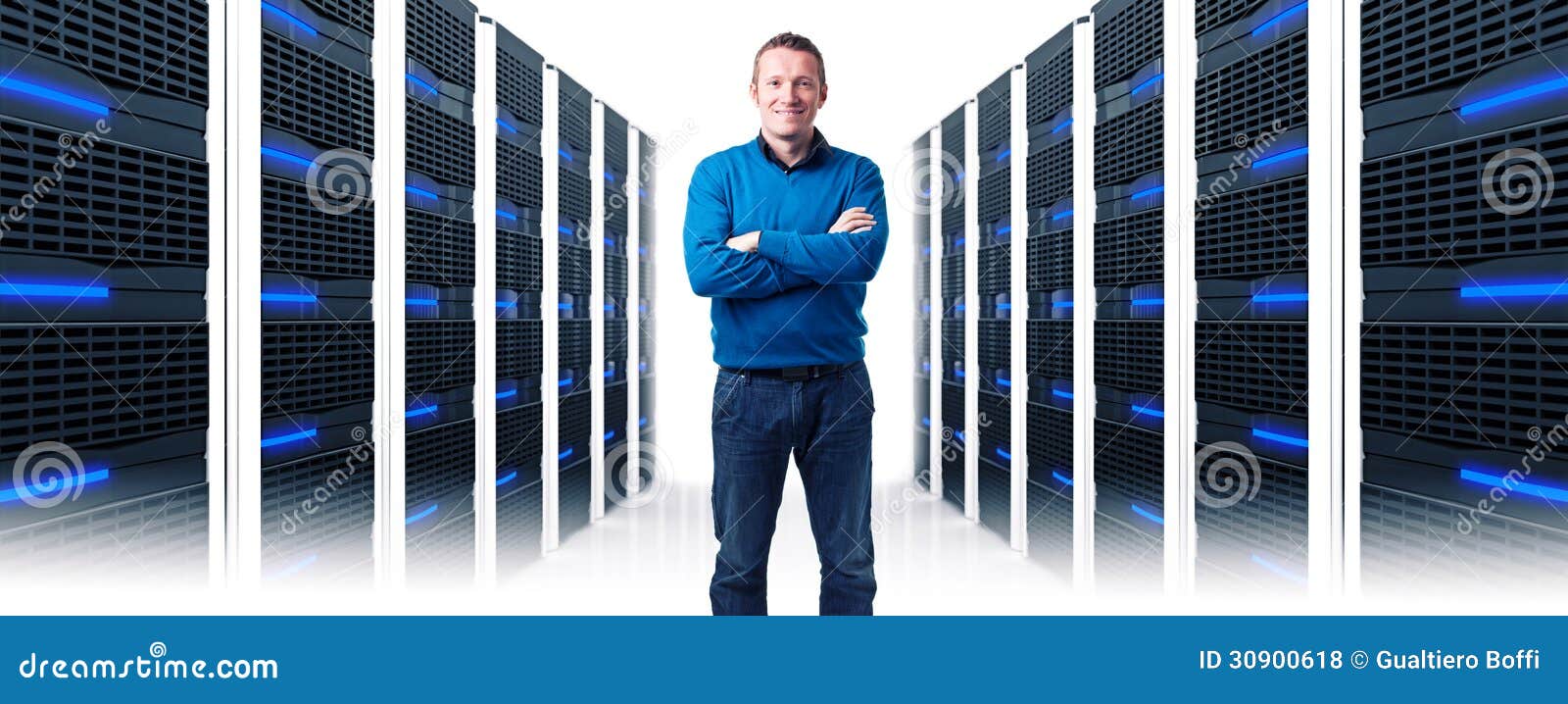 Man in datacenter stock photo. Image of casual, connection - 30900618