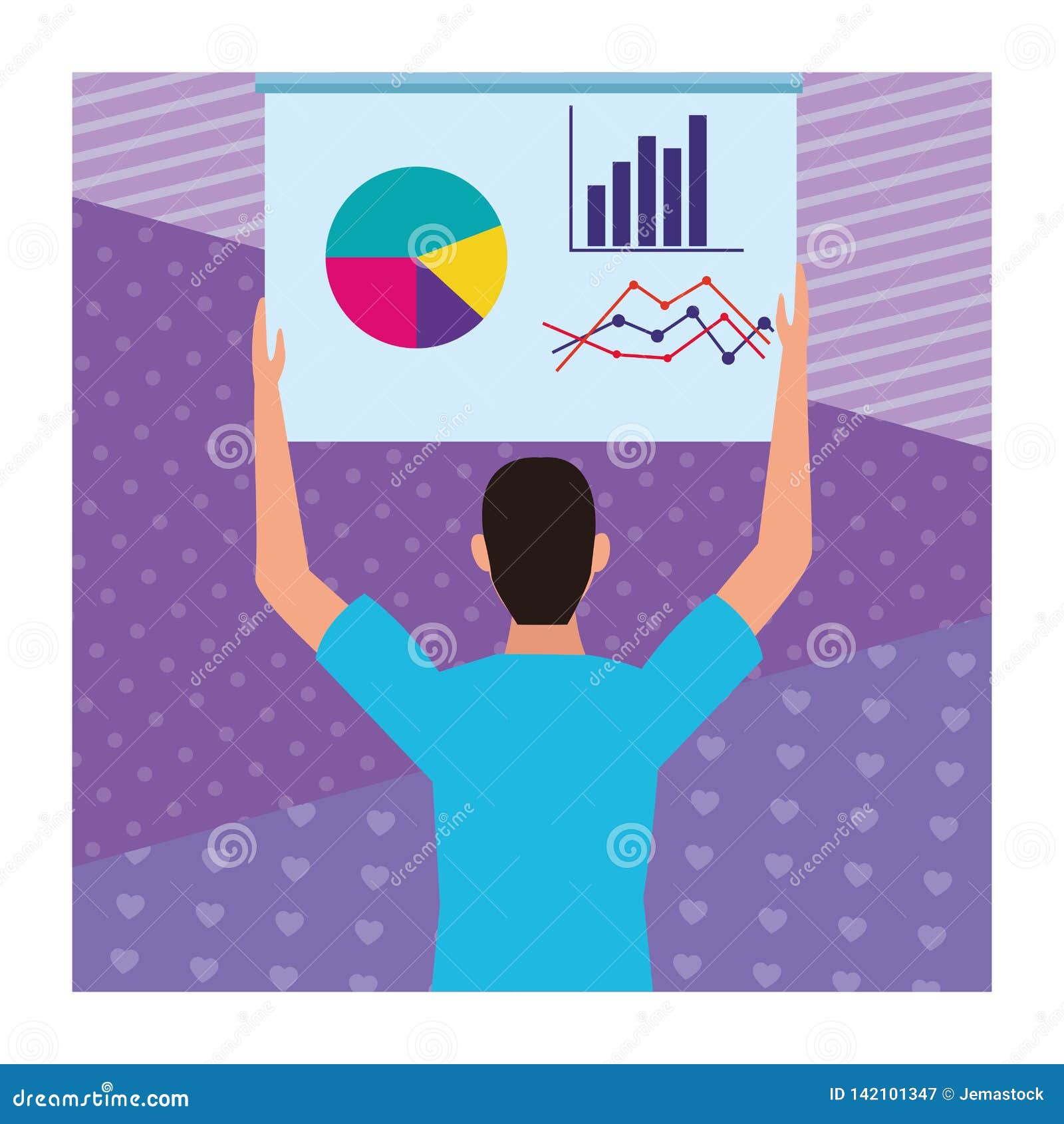Man with datachart stock vector. Illustration of banking - 142101347