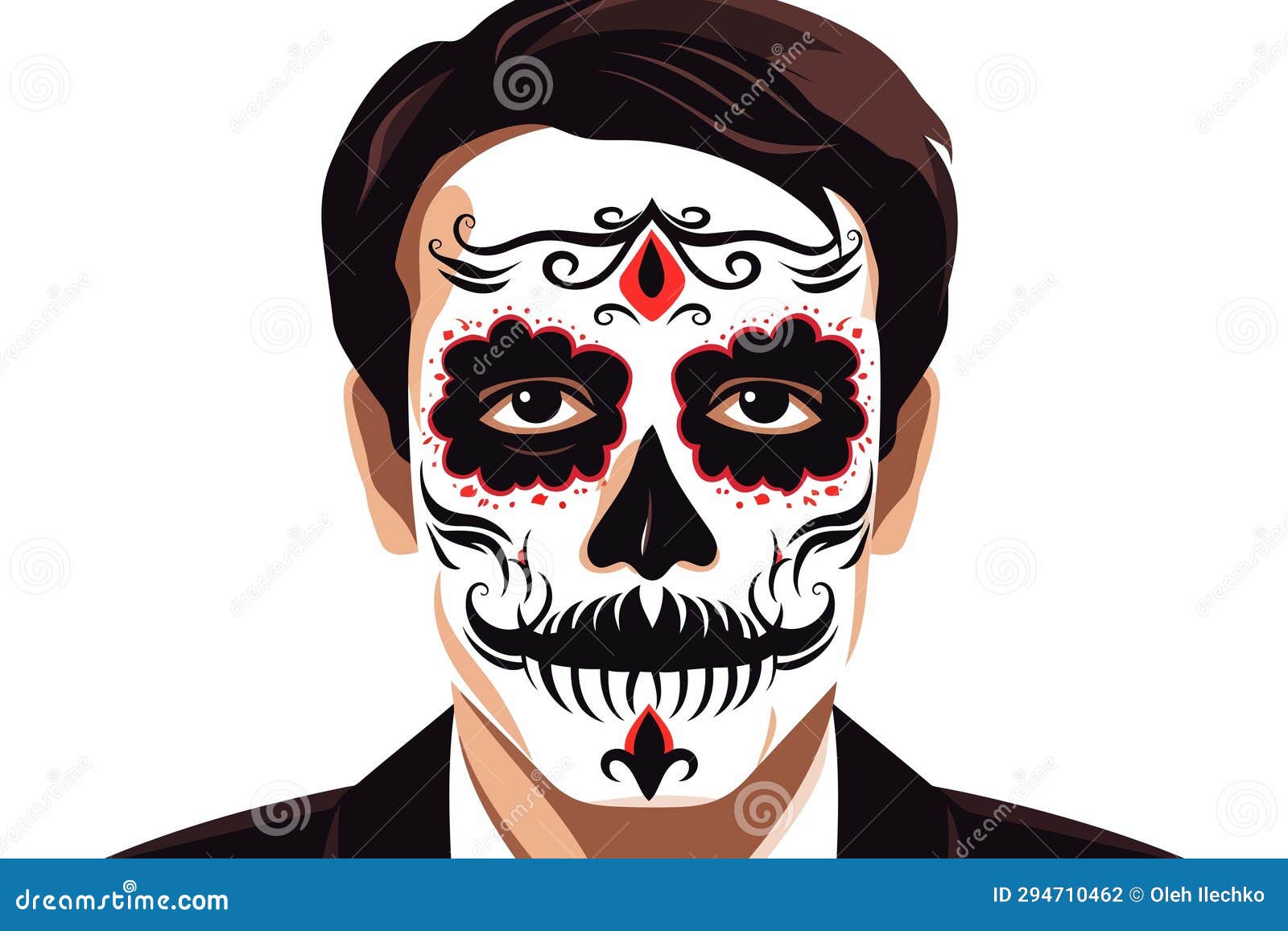 Man with Day of the Dead Face Paint Vector Flat Isolated Vector Style ...